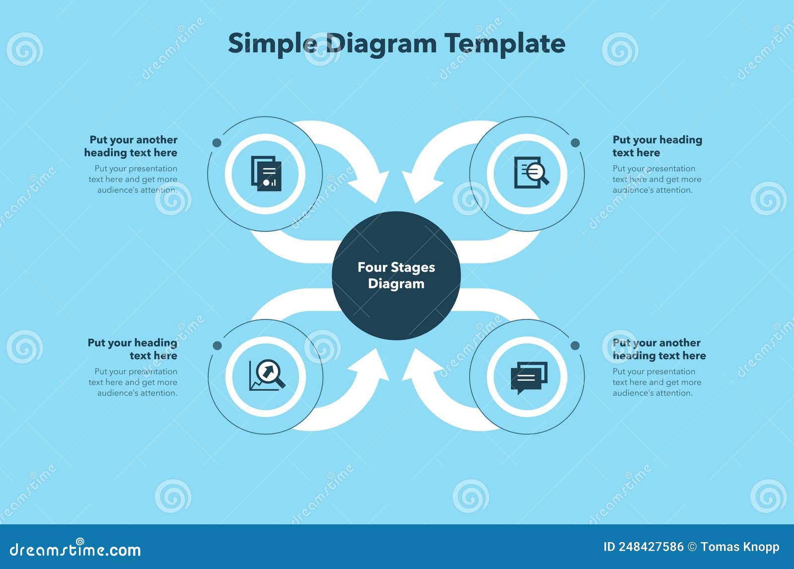 Simple Diagram Template with Four Stages - Blue Version Stock Vector ...