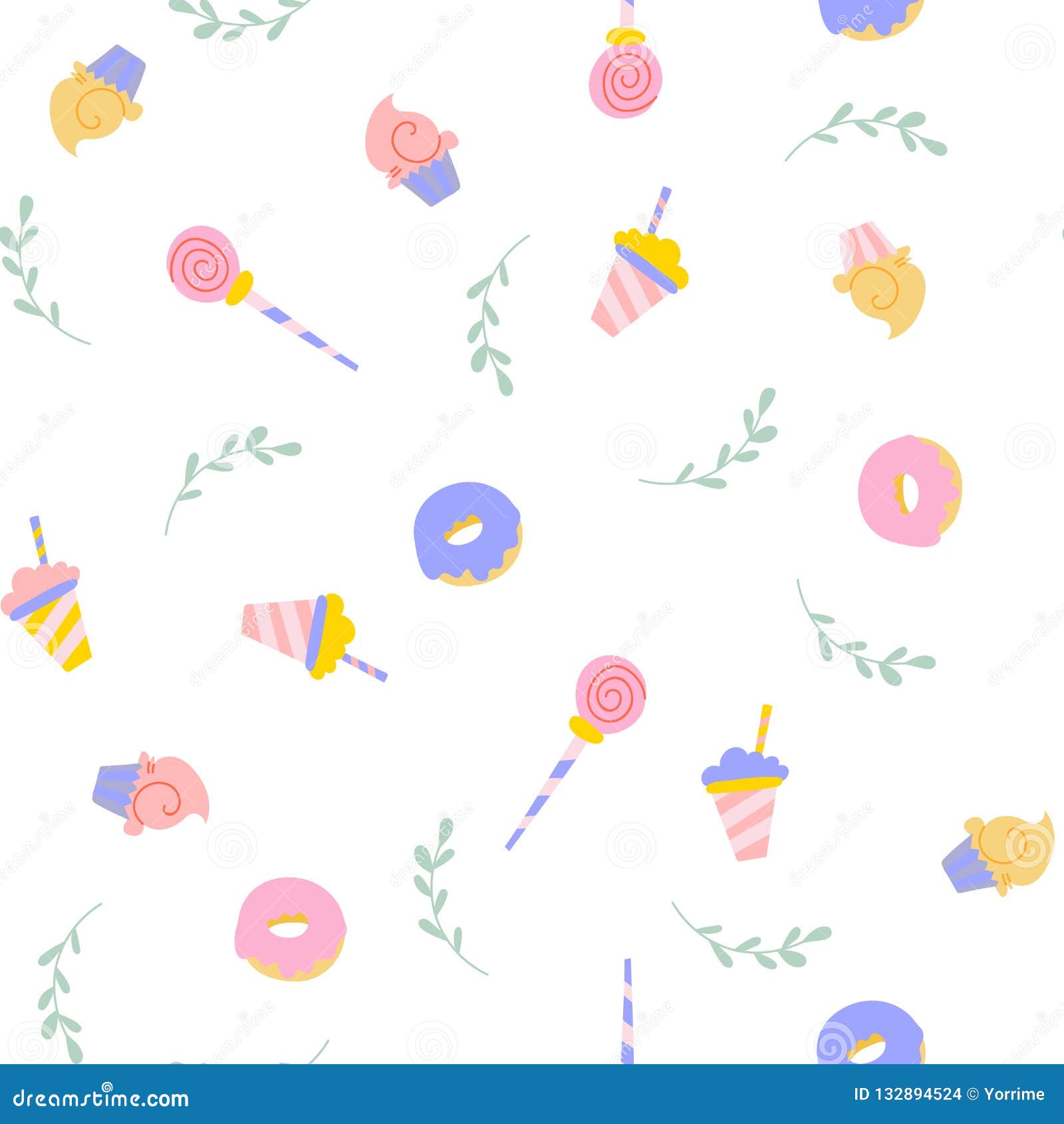 Simple Cute Sweets Seamless Pattern Stock Vector - Illustration of ...