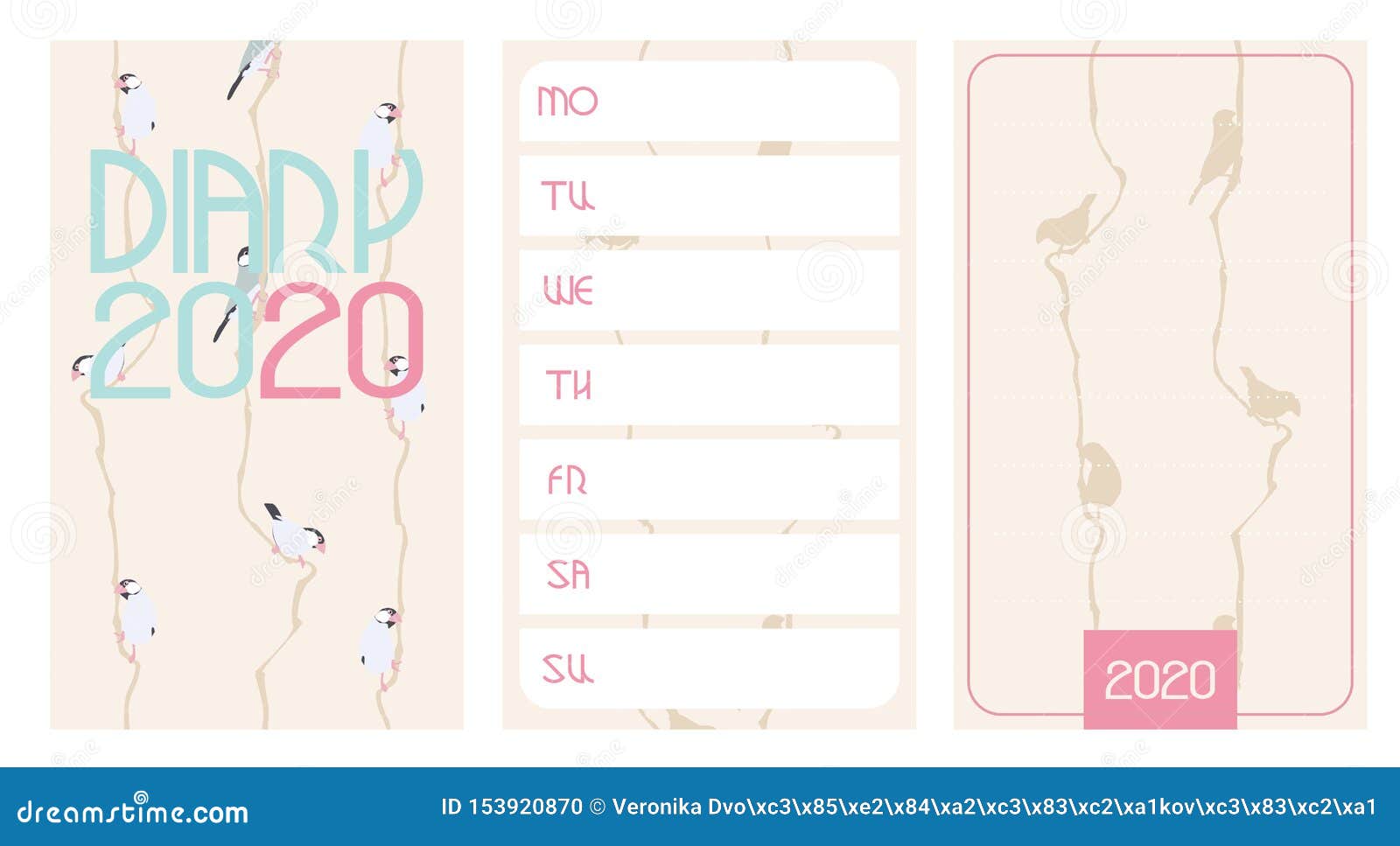 Simple Diary 2020. Front Page, Week Planner and Page for Notices with ...