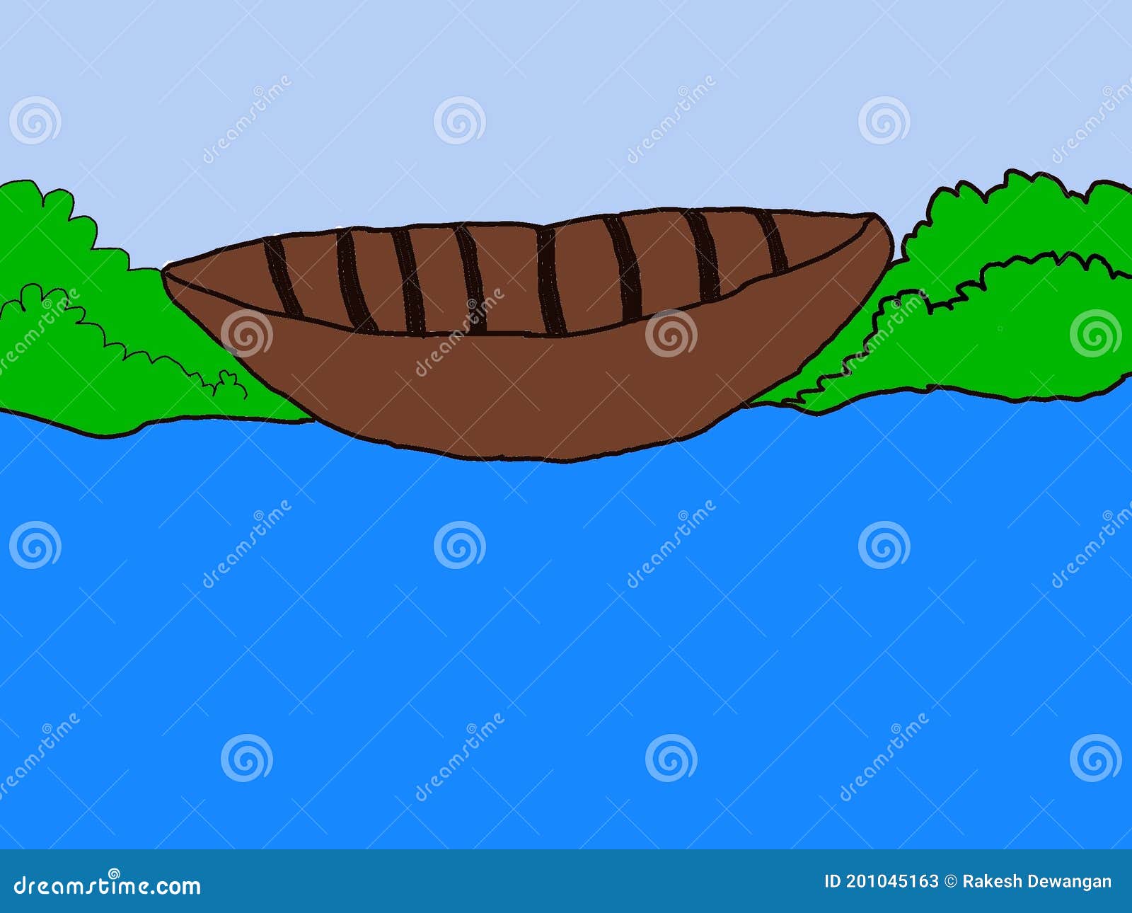 Simple Digital Drawings of Boating Fish Stock Illustration ...
