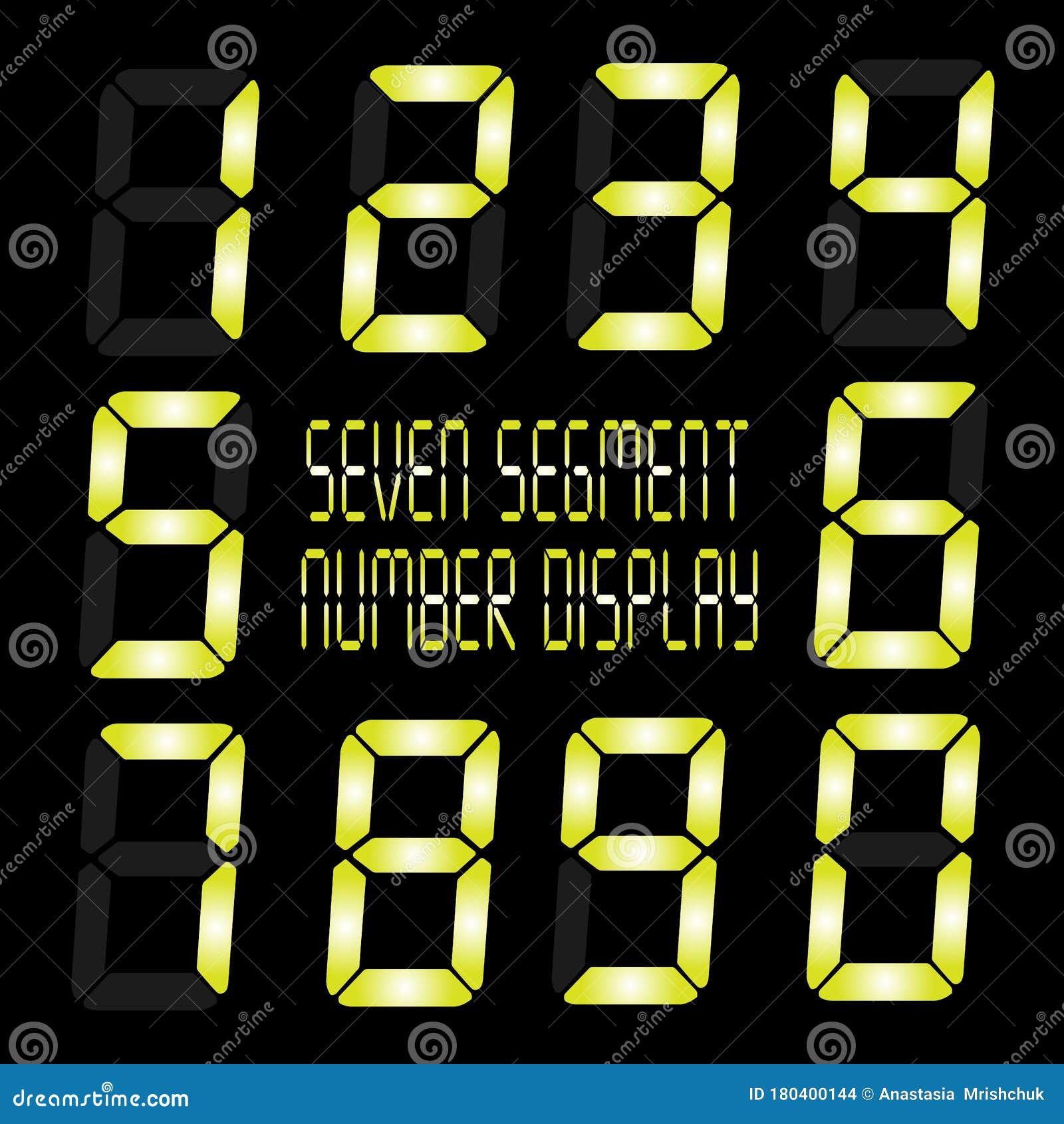 Simple Digital Number Set of Seven Segment Type. Vector Illustration ...