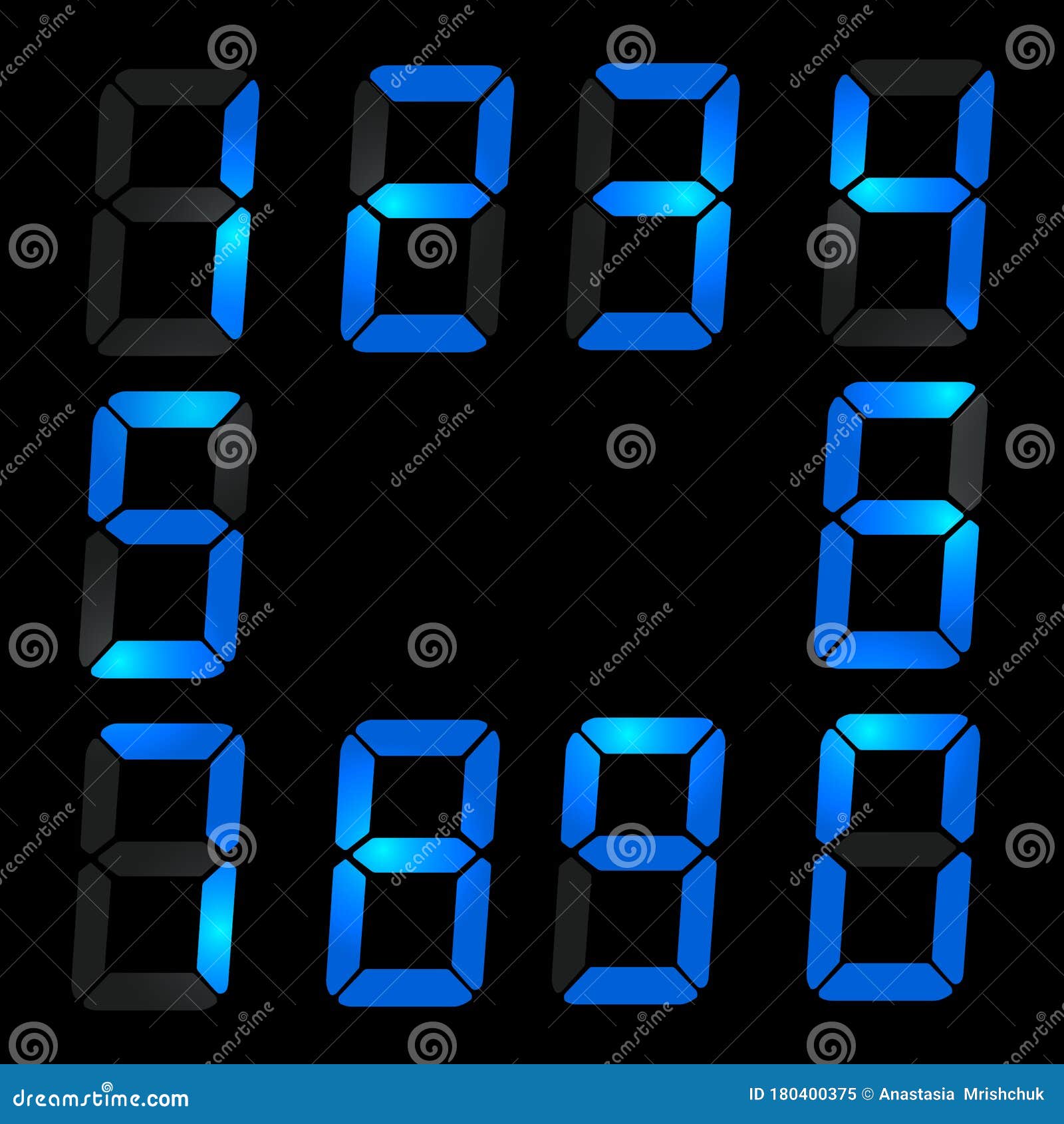 Simple Digital Number Set of Seven Segment Type. Vector Illustration ...