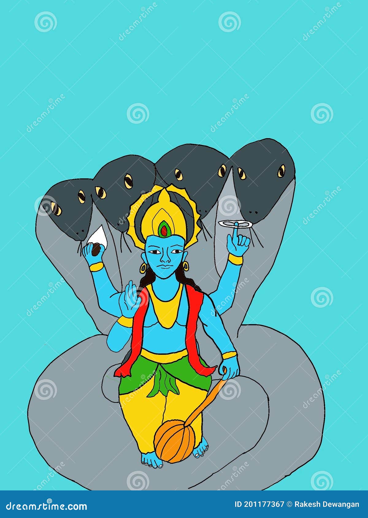 Simple Digital Paintings of Lord Vishnu Stock Illustration ...