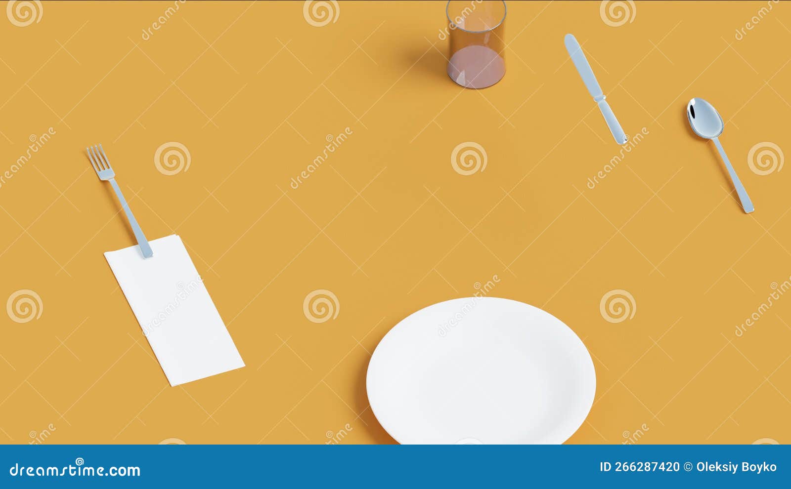 Simple Dinner Table Setting of Generic Kitchen Utensils in ...