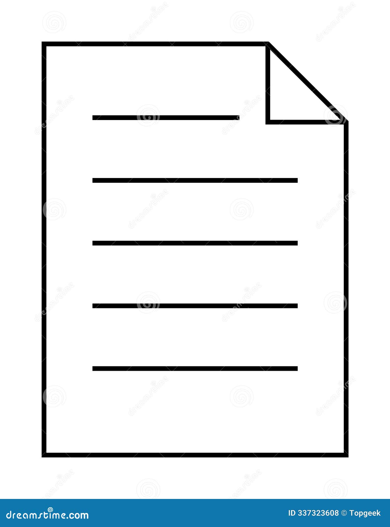 Simple Document with Black Lines and a Folded Corner Representing Text ...