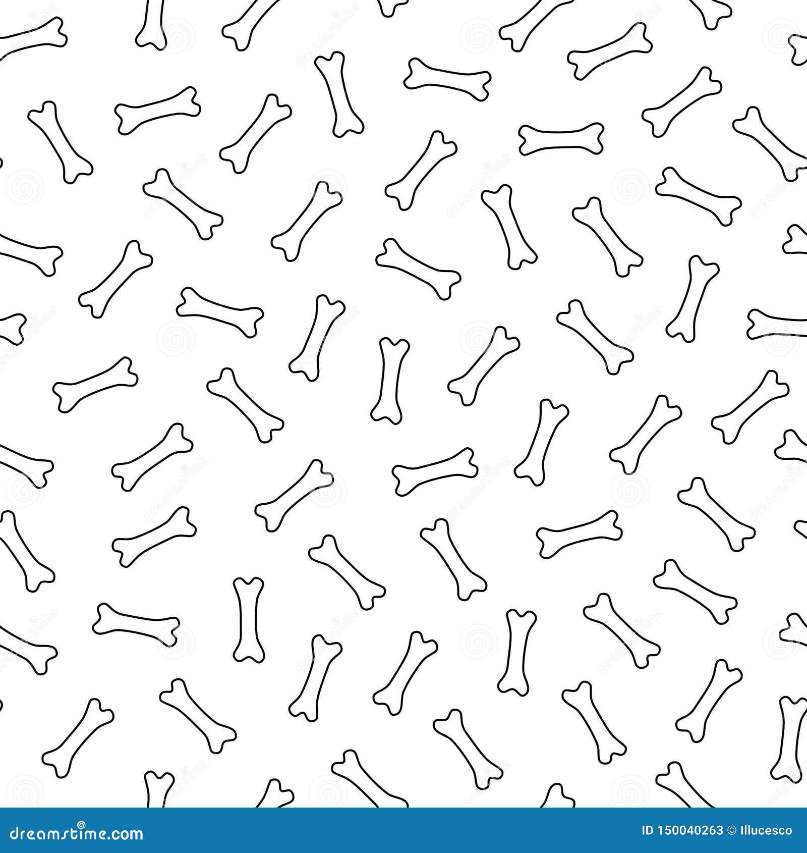 Simple Dog Bones Pattern. Outline Seamless Background Stock Vector ...