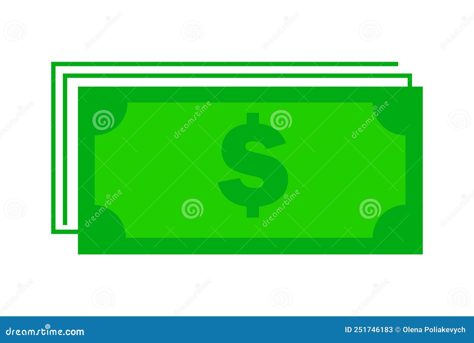 Simple Dollar Banknote. Green Paper Bill. Vector Illustration. Stock ...