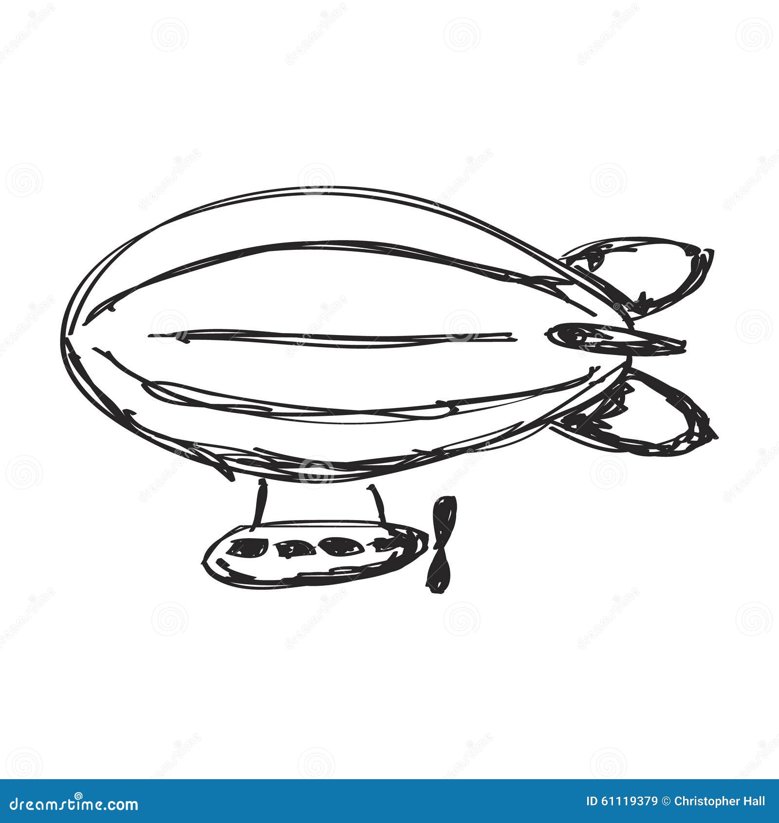 Simple Doodle Of An Airship Stock Illustration - Image: 61119379