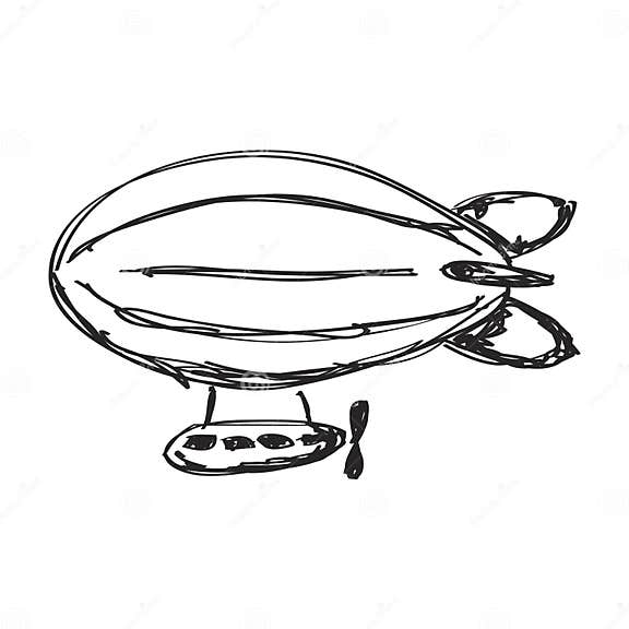 Simple Doodle of an Airship Stock Illustration - Illustration of travel ...
