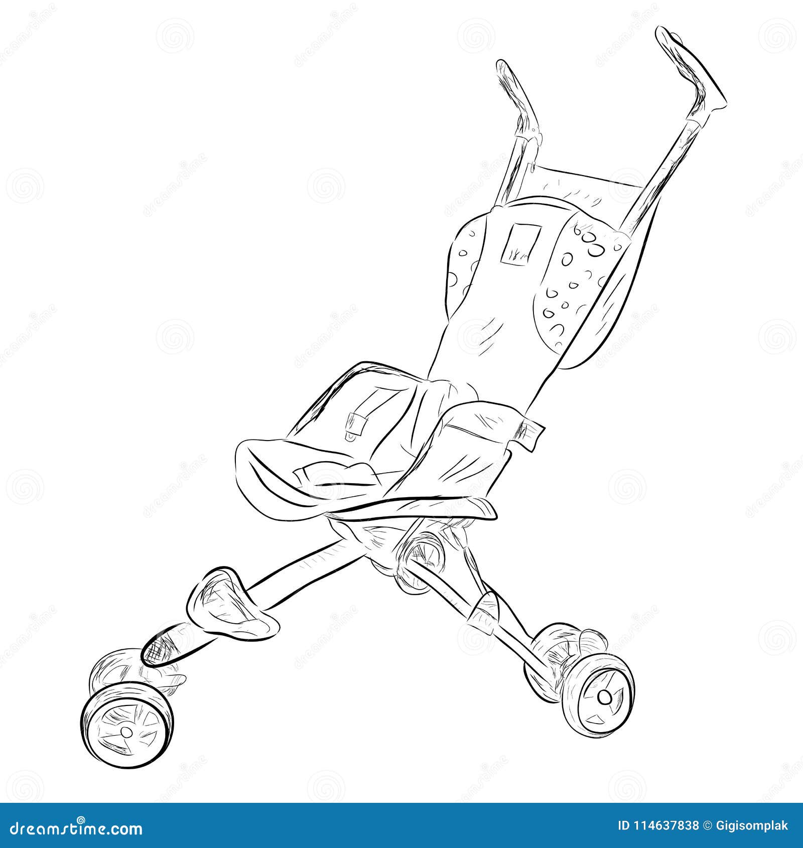 Simple Doodle Baby Stroller, Isolated on White Stock Vector ...