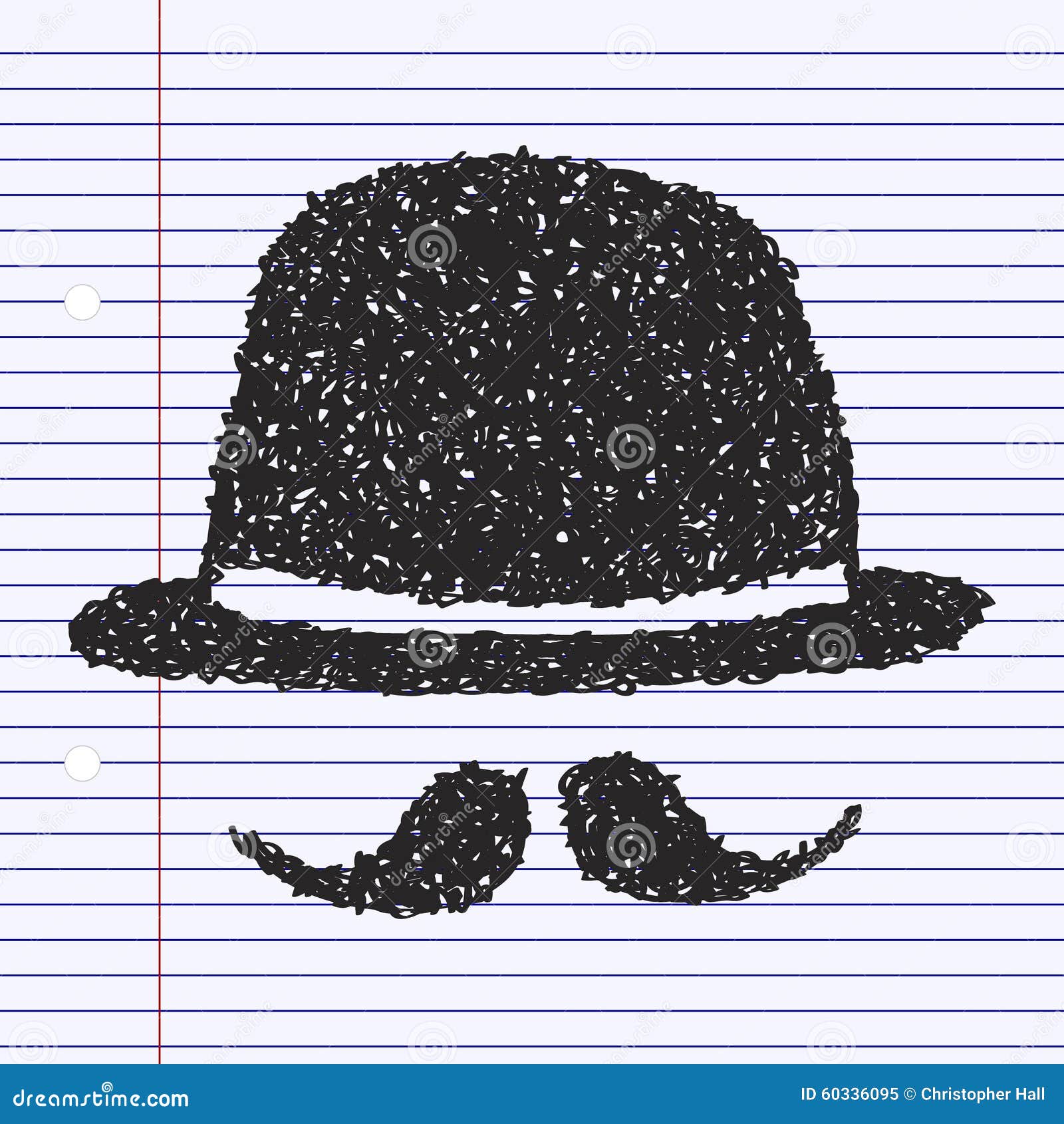 Simple Doodle of a Bowler Hat and Moustache Stock Illustration ...