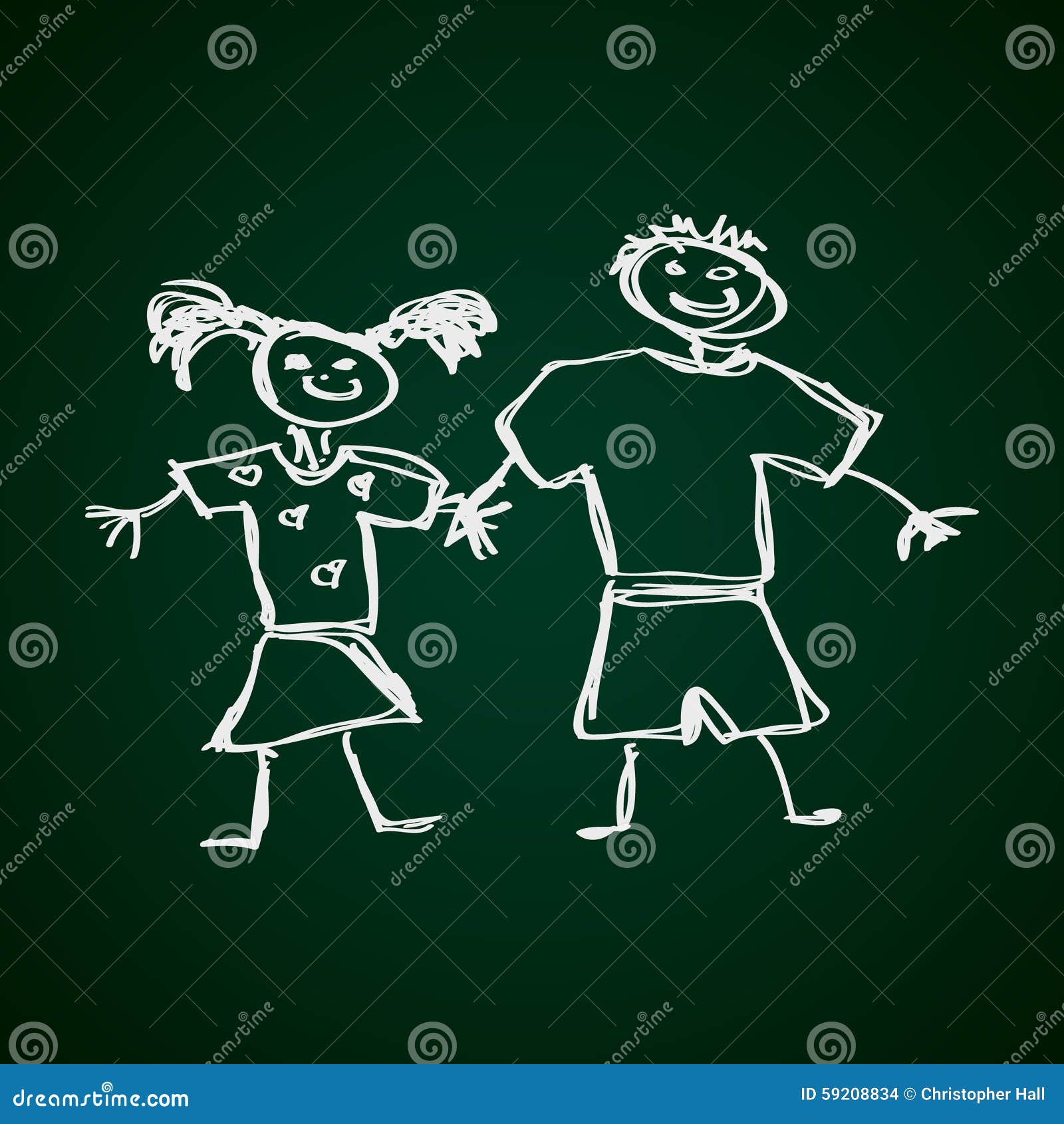 Simple Doodle of a Boy and Girl Stock Vector - Illustration of sketch ...
