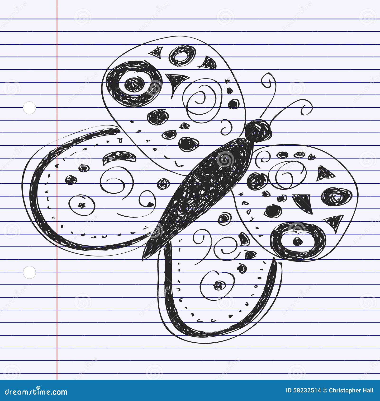 Simple Doodle of a Butterfly Stock Vector - Illustration of drawn ...
