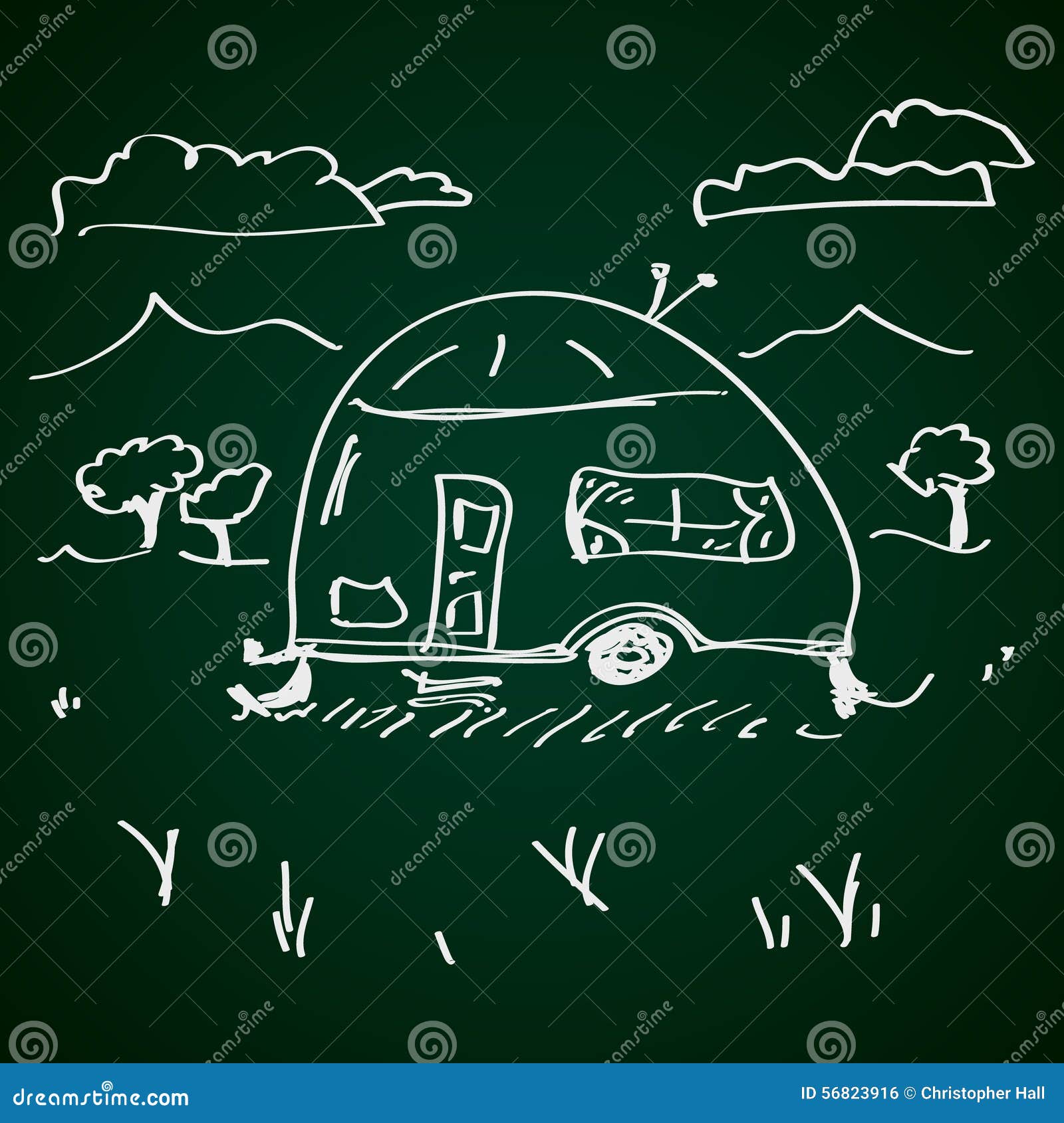 Simple doodle of a caravan stock vector. Illustration of cute - 56823916