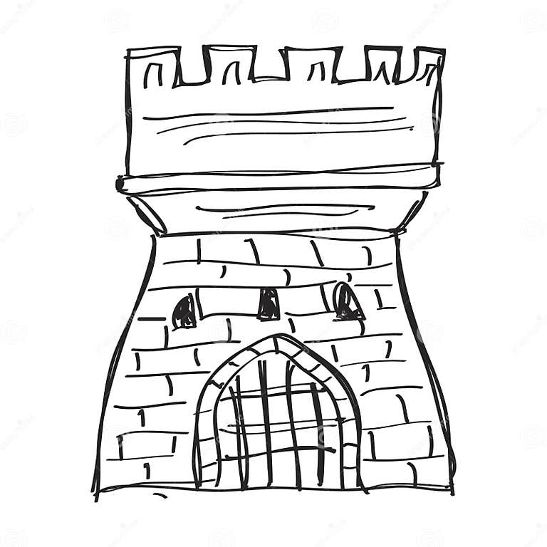 Simple doodle of a castle stock illustration. Illustration of simple ...