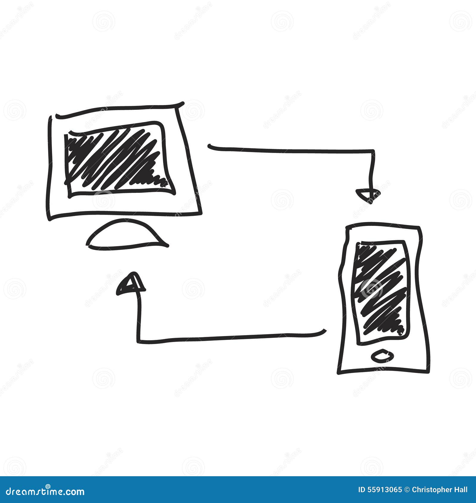 Simple Doodle of a Computer and Phone Stock Vector - Illustration of ...