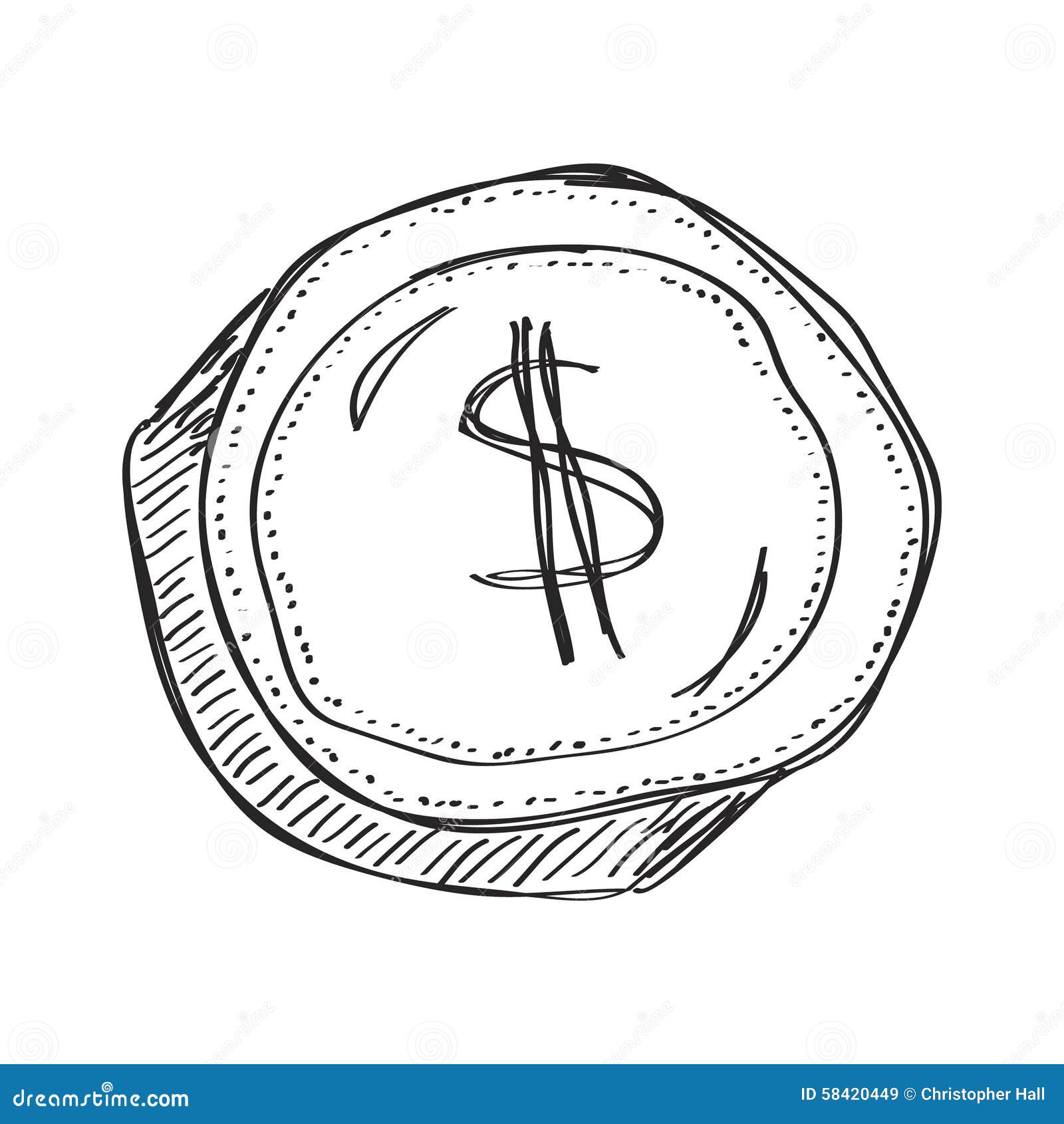 Simple doodle of a dollar stock vector. Illustration of trade - 58420449