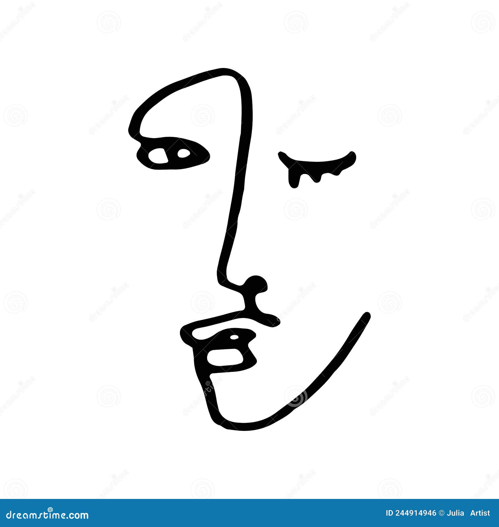 Simple Doodle Faces. Human Abstract Line Face Stock Vector ...