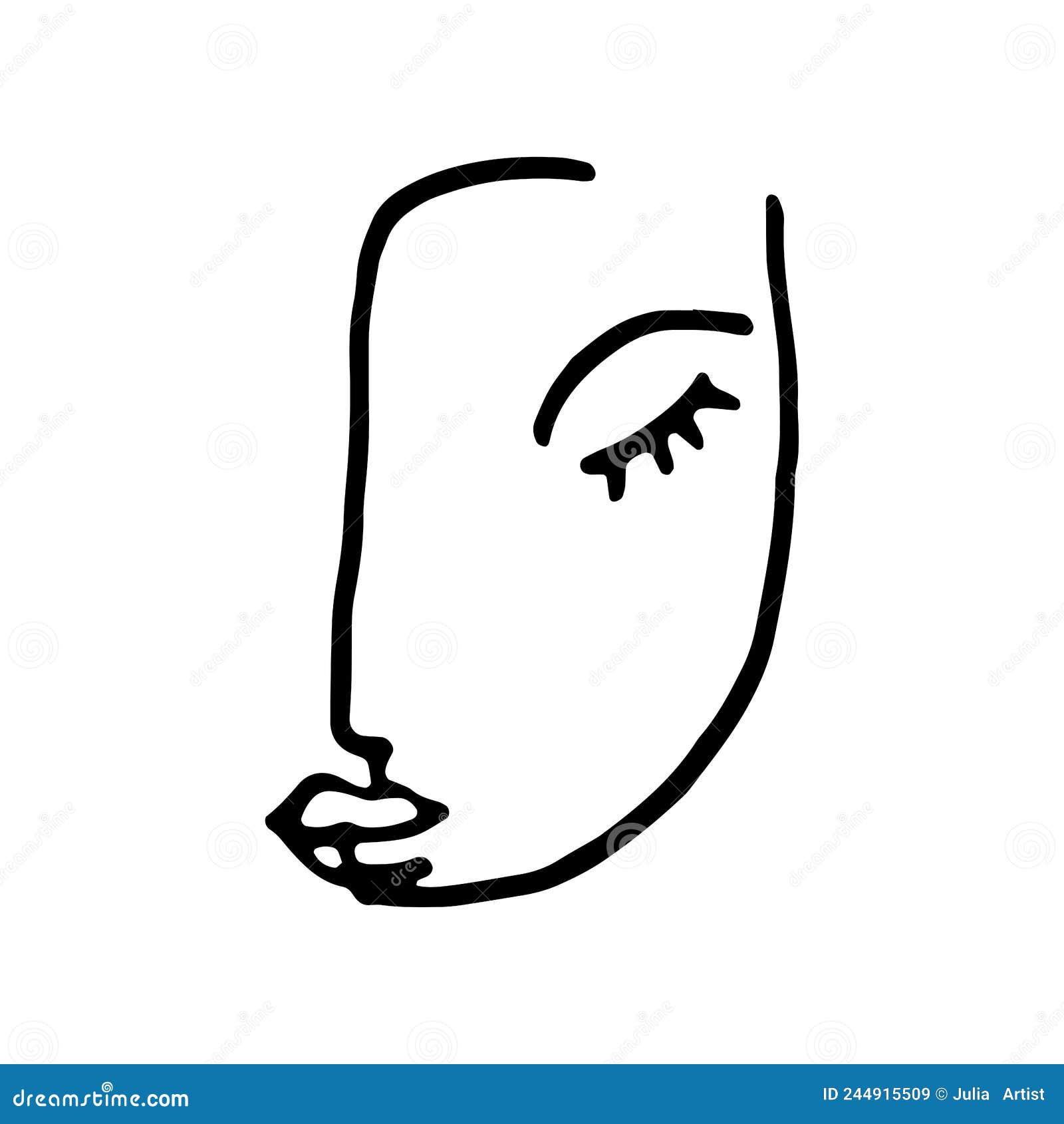 Simple Doodle Faces. Human Abstract Line Face Stock Vector ...