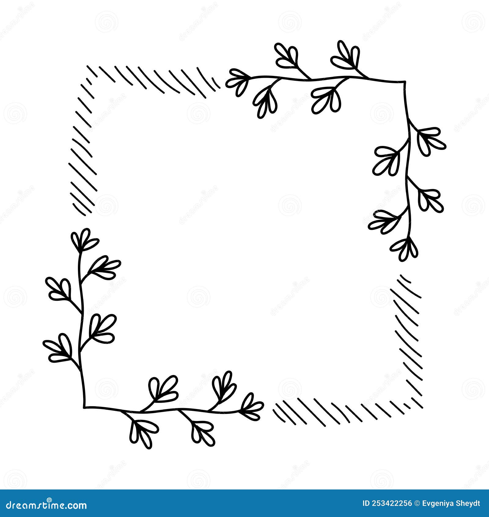 Simple Doodle Floral Frame Template for Design Stock Vector ...