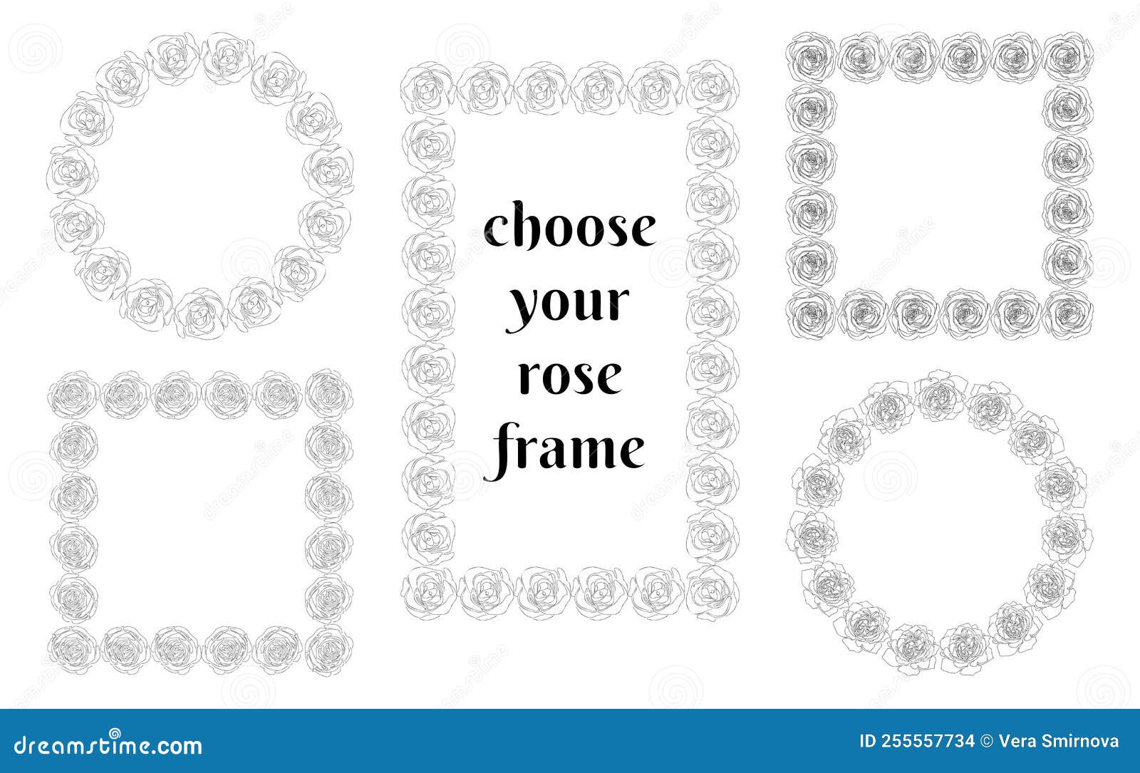 Simple Doodle Floral Frames. Borders from Hand Drawn Sketchy Roses ...
