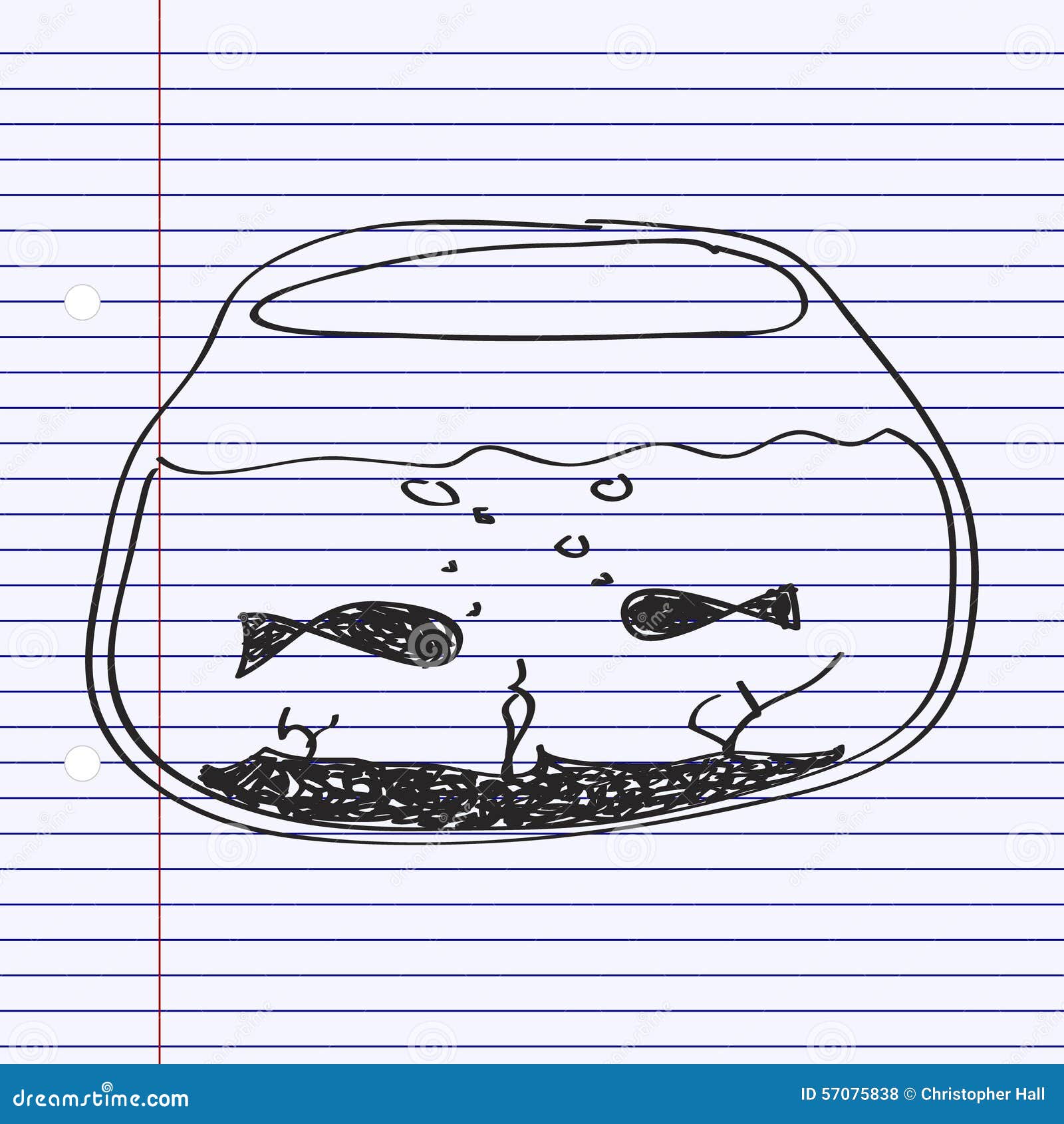 Simple Doodle of a Goldfish Bowl Stock Vector - Illustration of cute ...