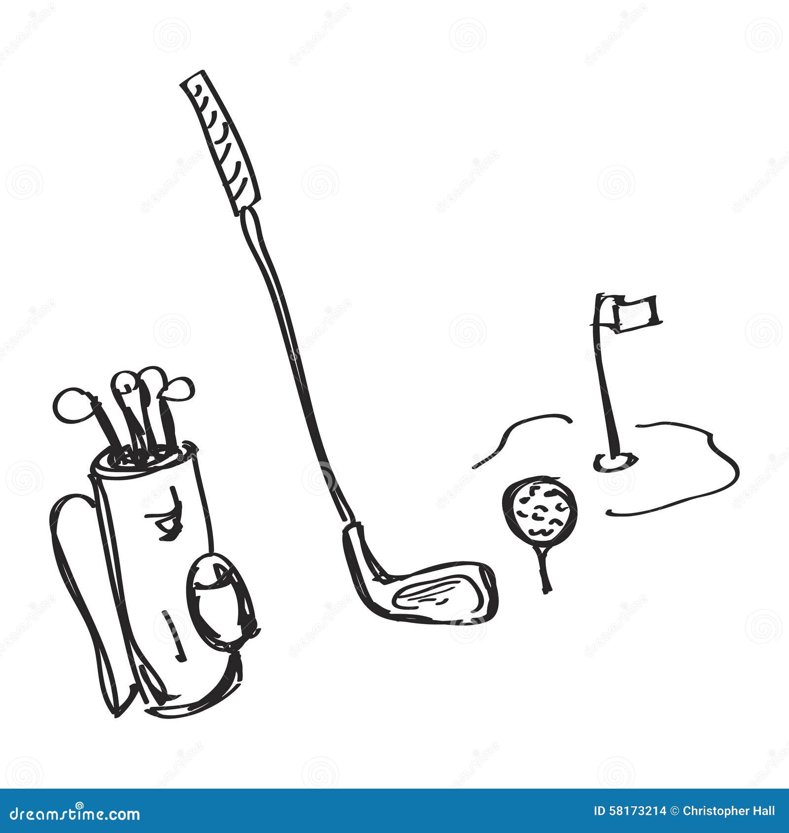 Simple Doodle of Golf Equipment Stock Vector - Illustration of cartoon ...