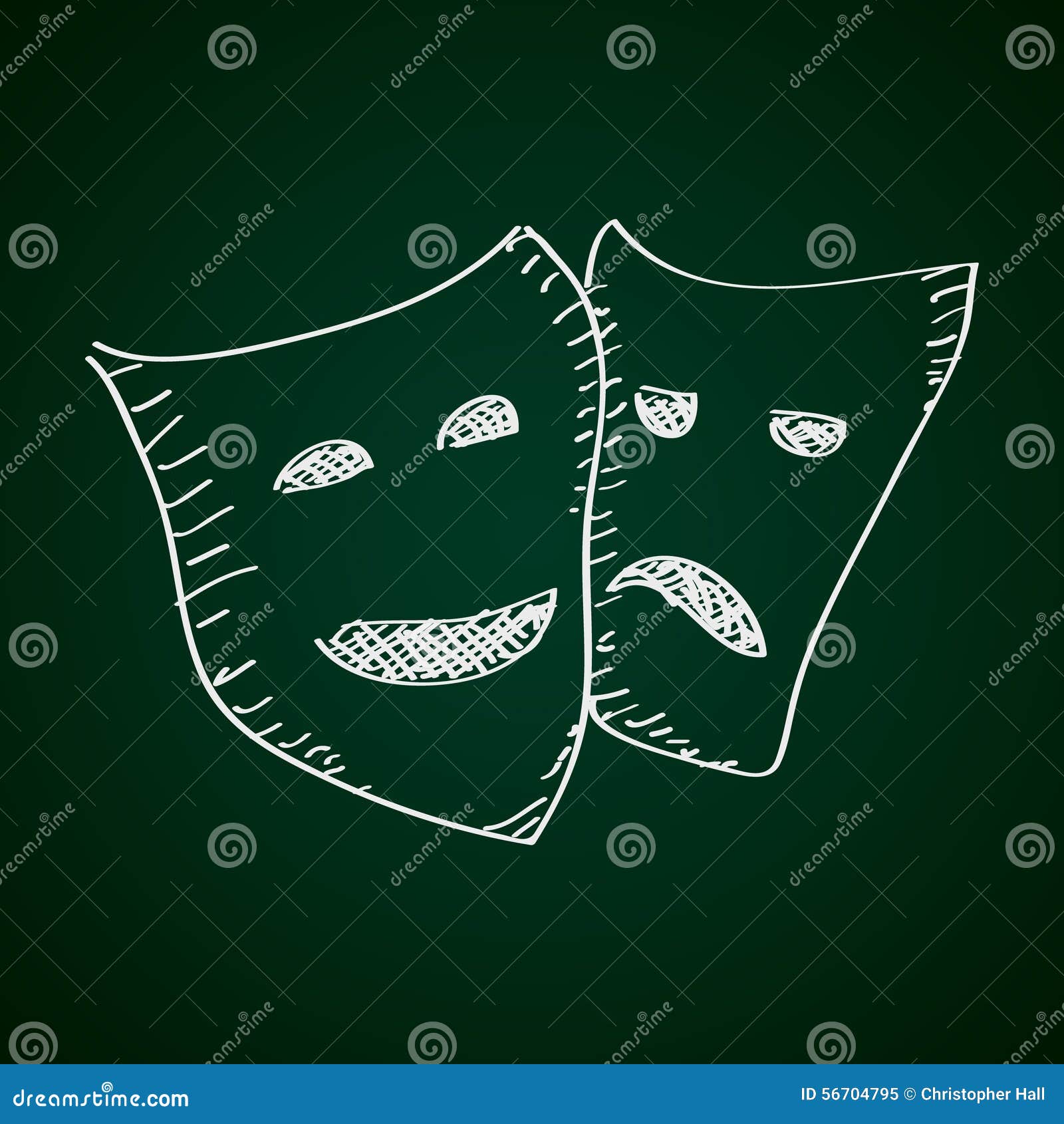 Simple Doodle of a Happy and Sad Mask Stock Vector - Illustration of ...
