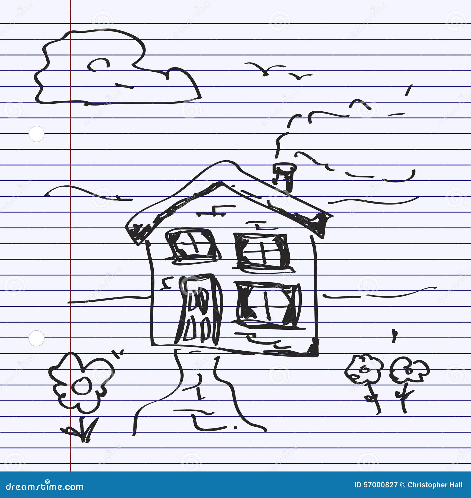 Simple doodle of a house stock vector. Illustration of drawing - 57000827
