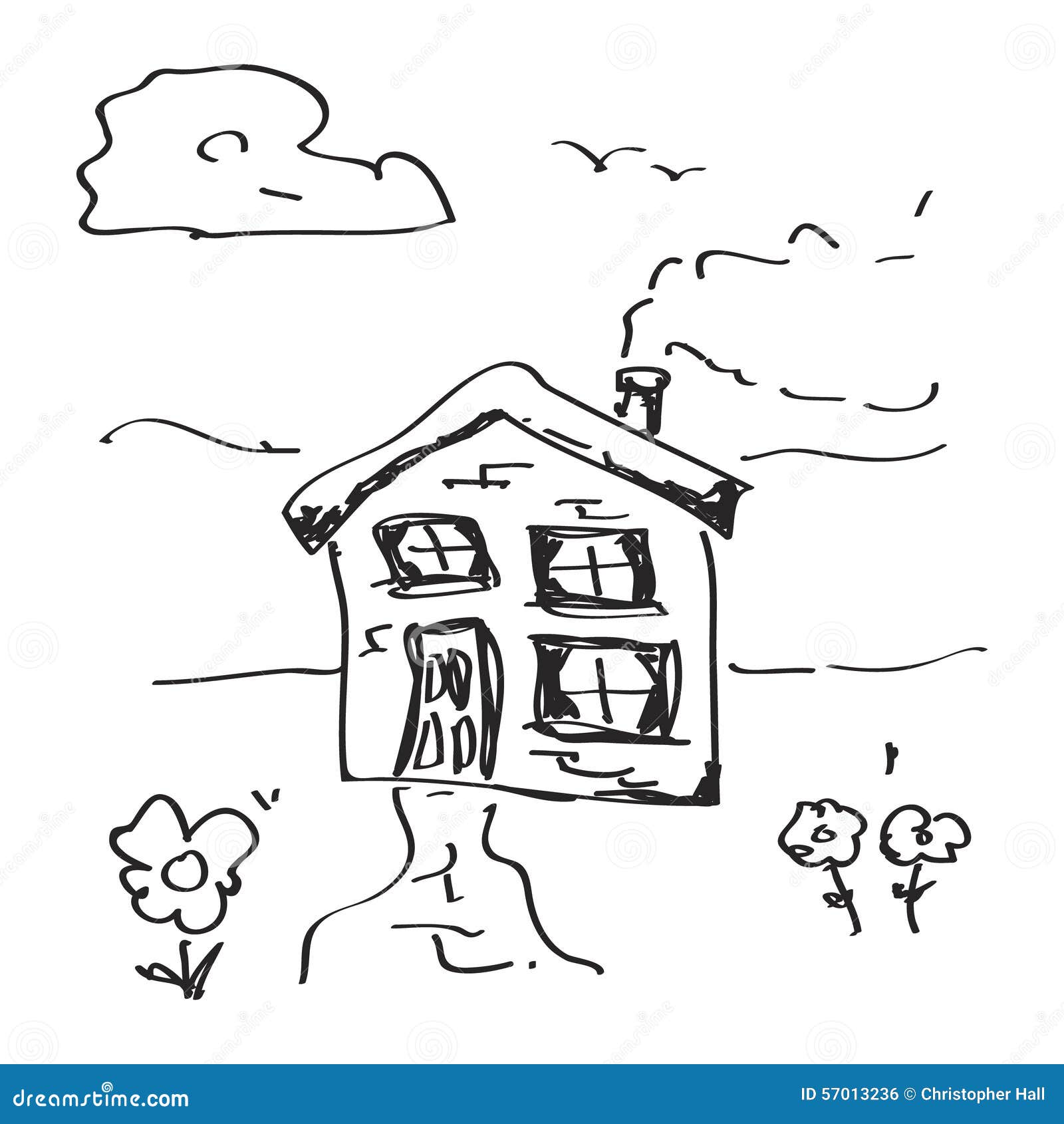Simple doodle of a house stock vector. Illustration of doodle - 57013236