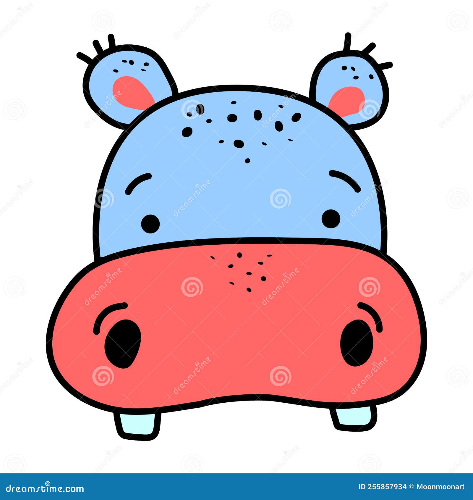 Simple Doodle Illustration of a Hippopotamus Head. Vector Illustration ...