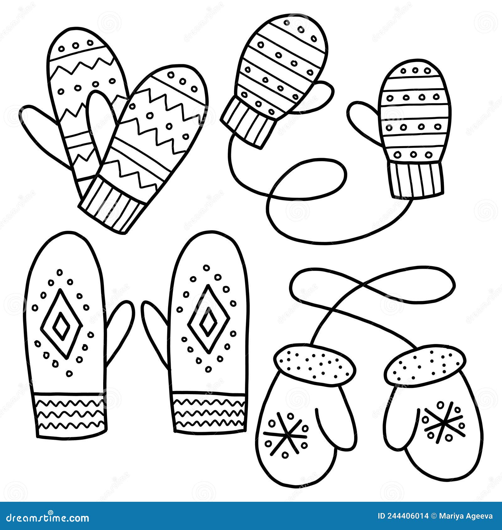 Simple Doodle Illustration of Knitted Mittens Stock Vector ...