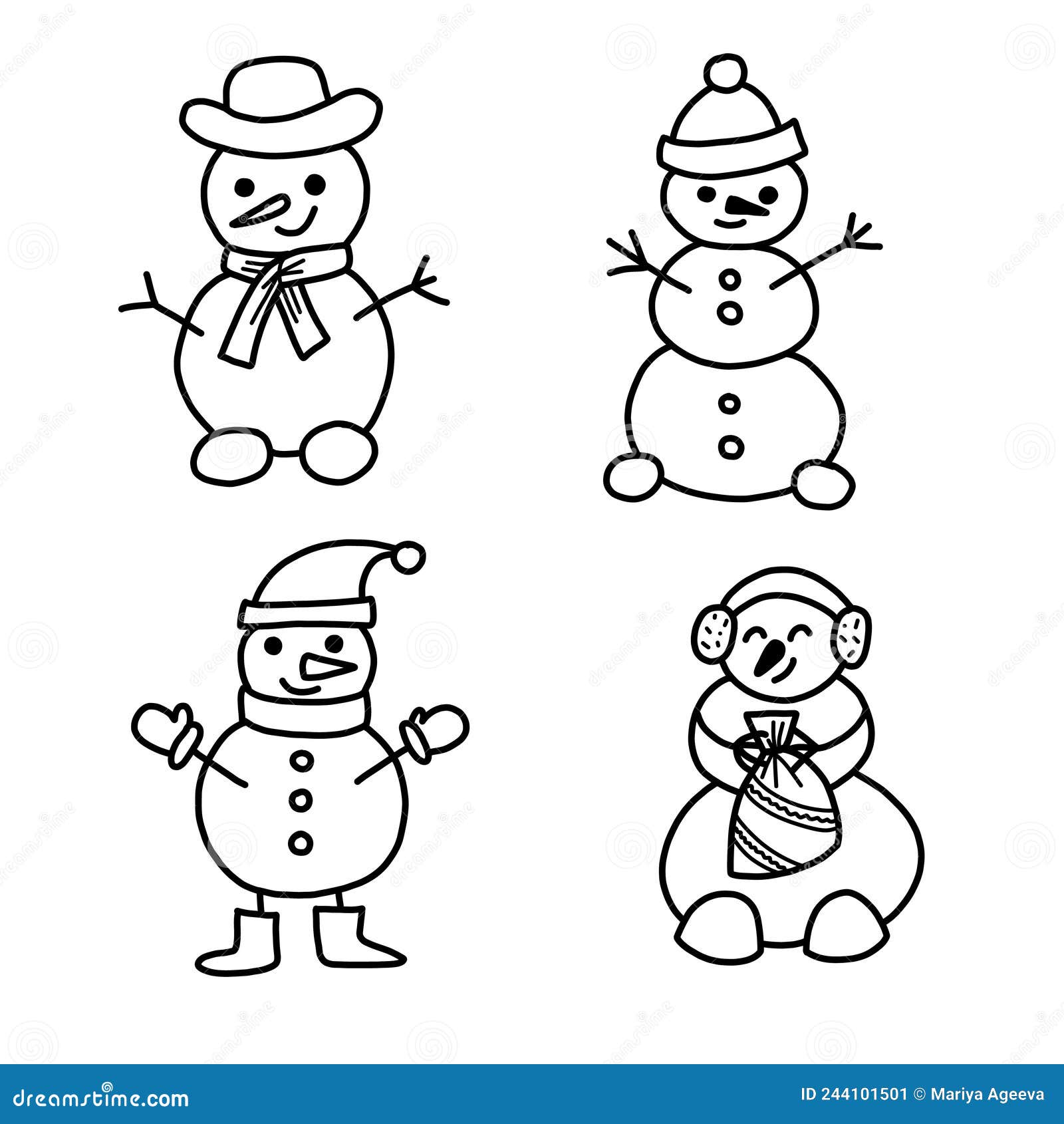 Simple Doodle Illustration of Snowmen Stock Vector - Illustration of ...
