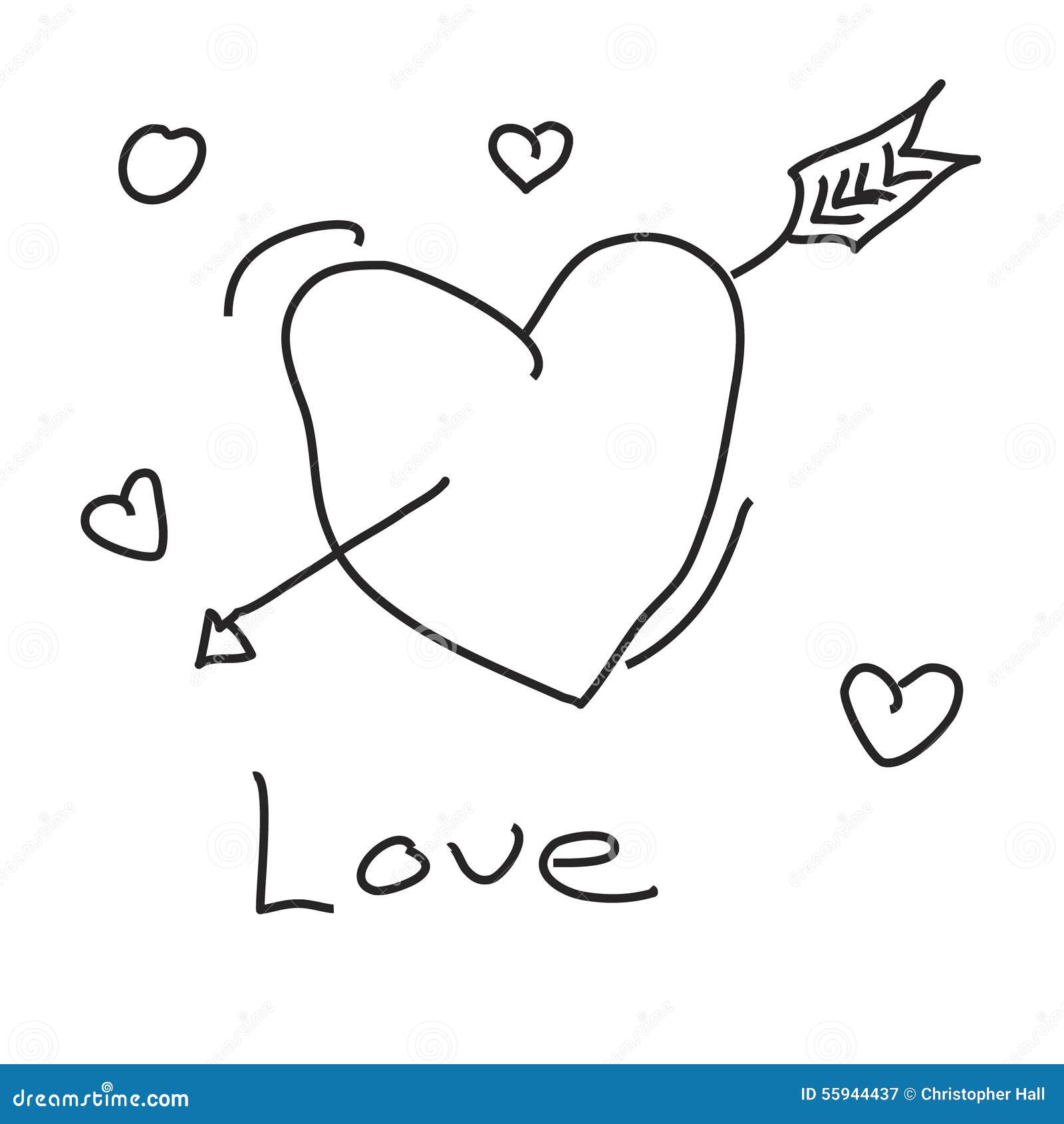 Simple Doodle of a Love Heart Stock Illustration - Illustration of ...