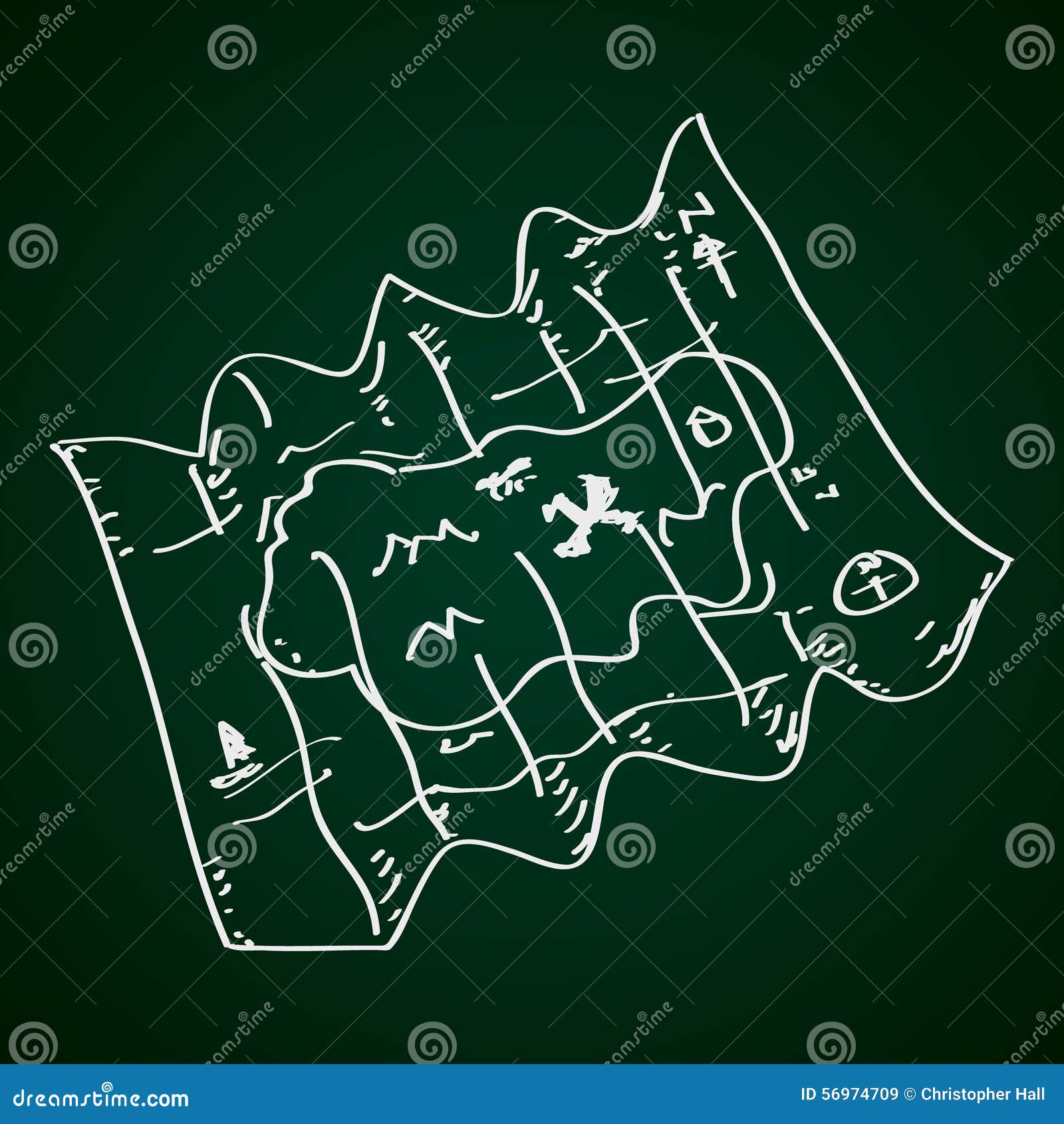 Simple doodle of a map stock vector. Illustration of drawing - 56974709