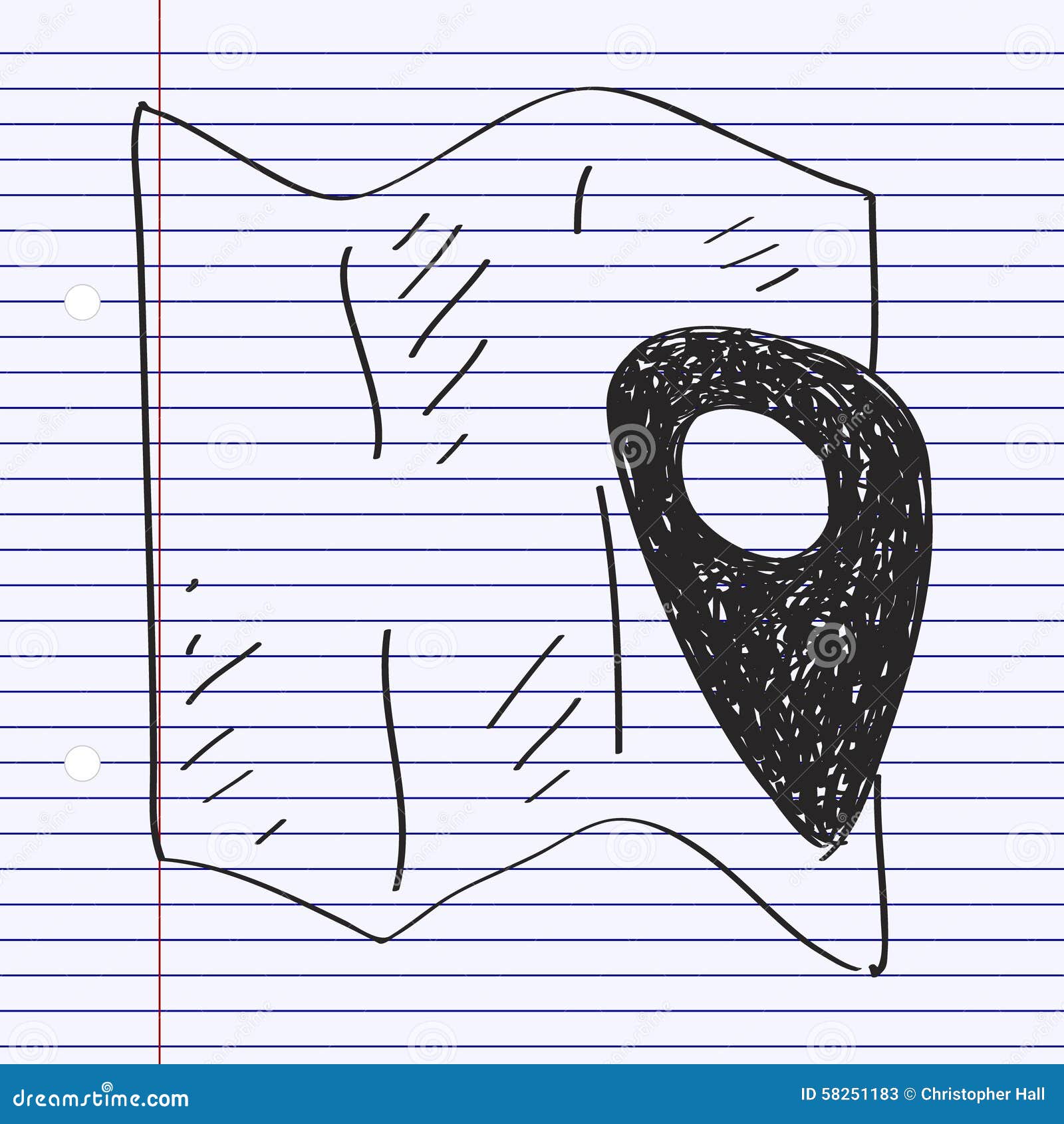 Simple doodle of a map stock vector. Illustration of navigation - 58251183