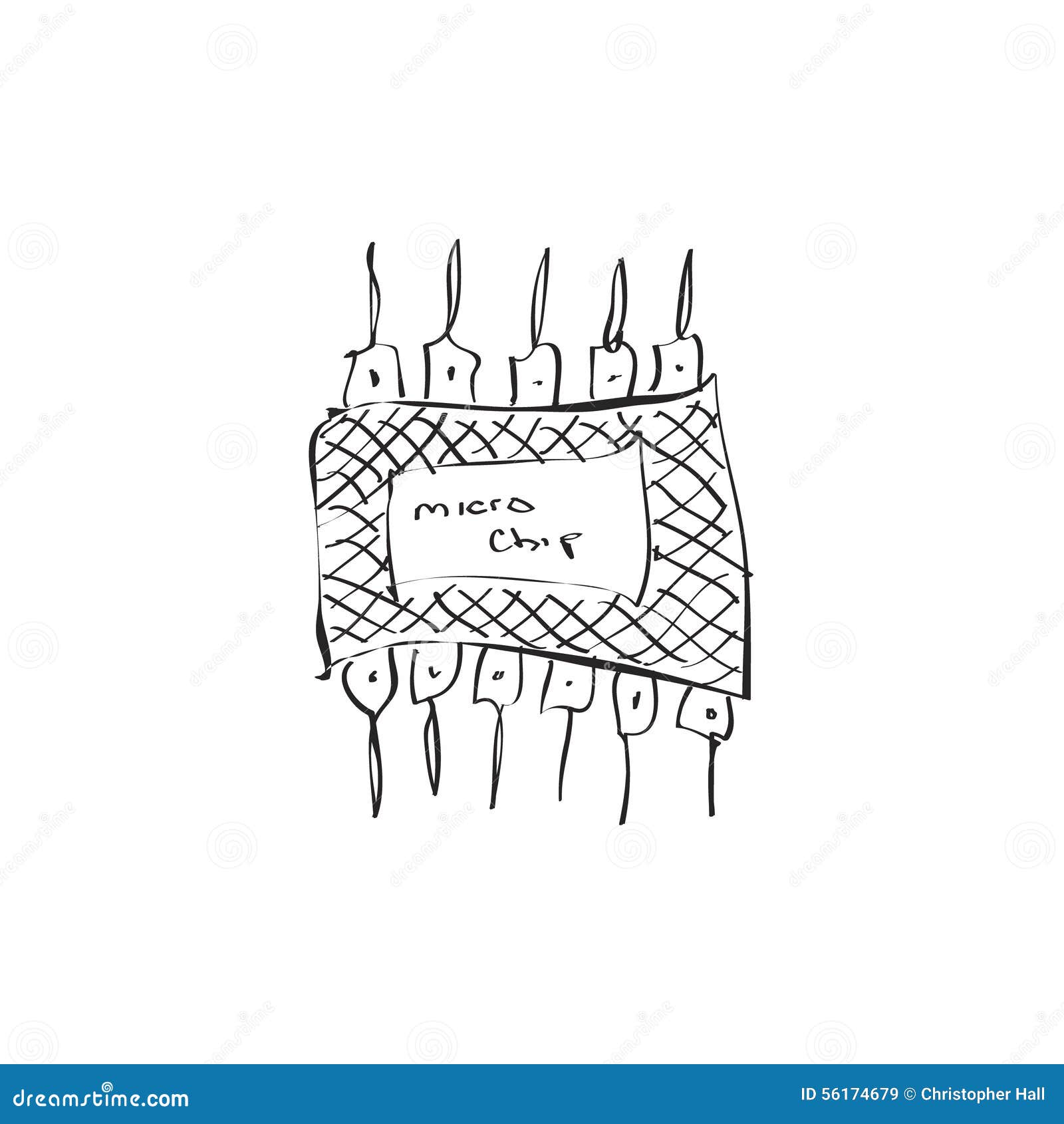 Simple Doodle of a Microchip Stock Vector - Illustration of traditional ...