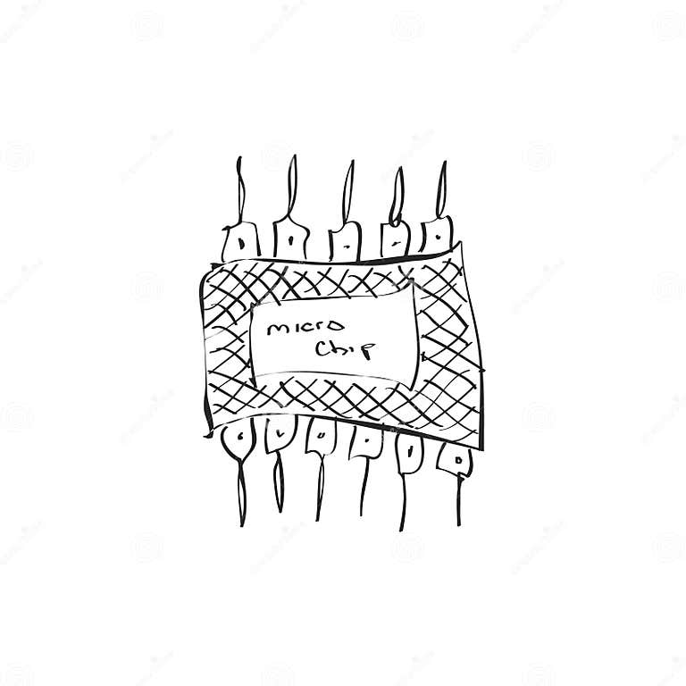 Simple Doodle of a Microchip Stock Vector - Illustration of traditional ...