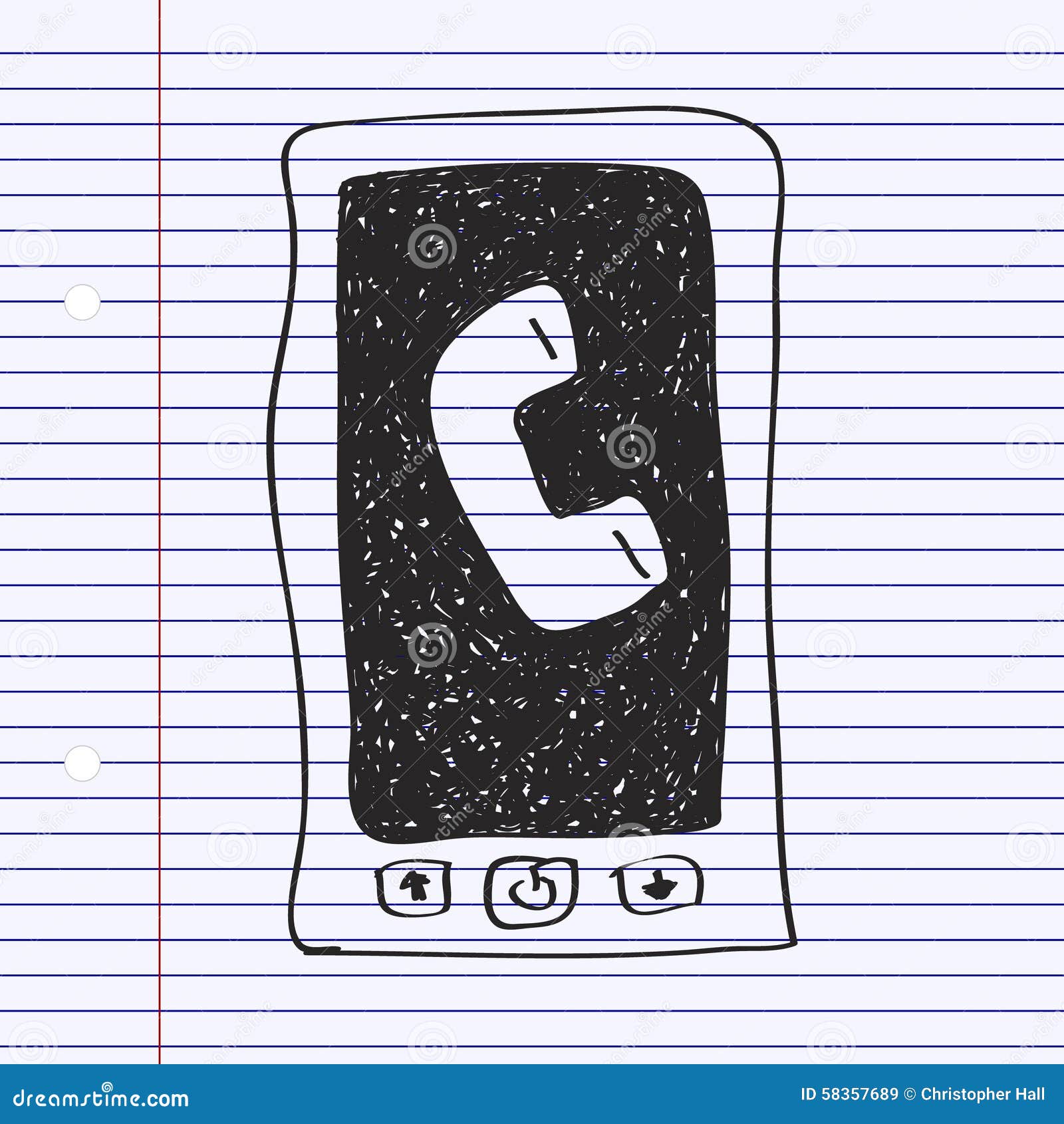 Simple Doodle of a Mobile Phone Stock Vector - Illustration of digital ...