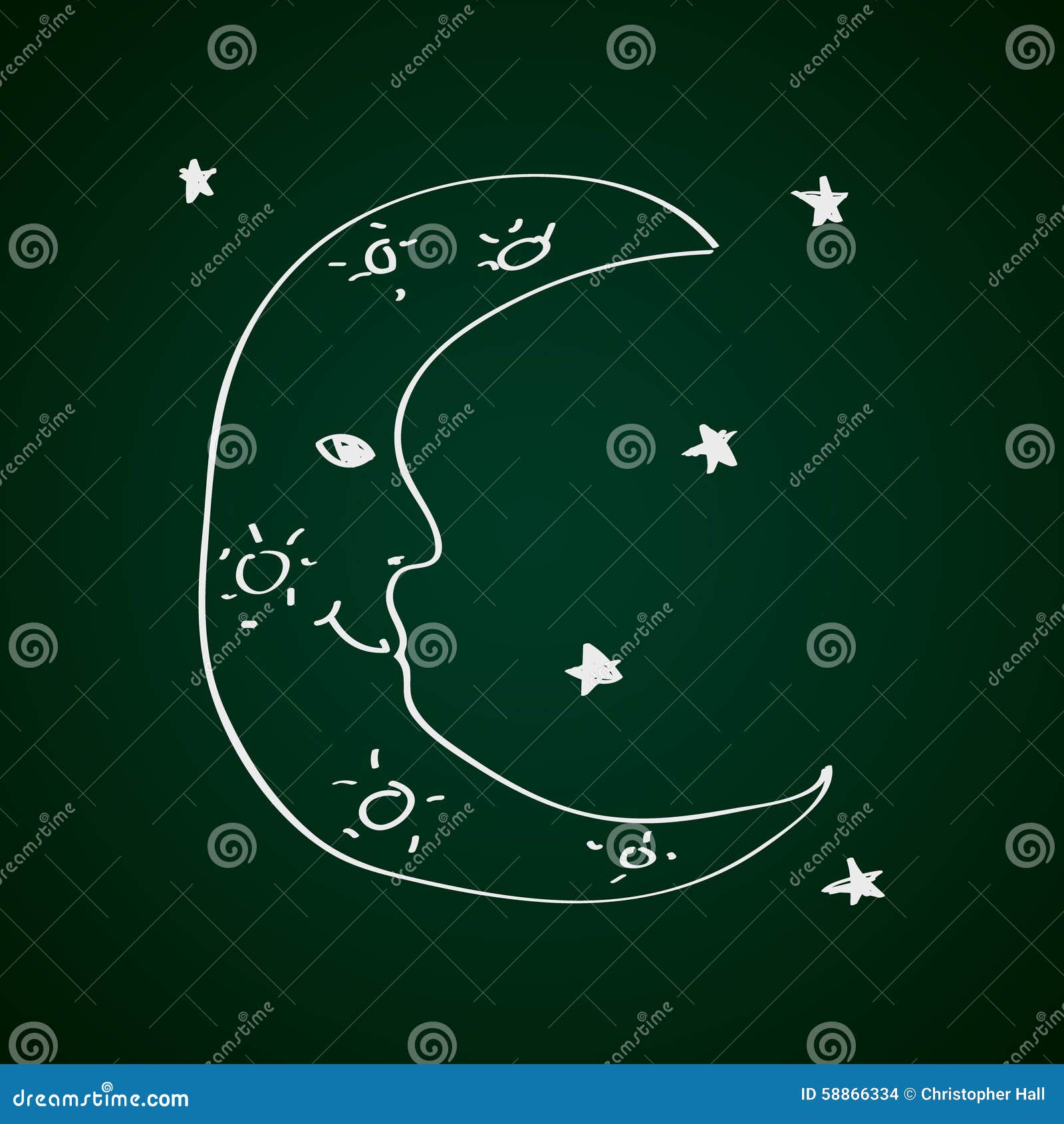 Simple doodle of a moon stock vector. Illustration of childish - 58866334