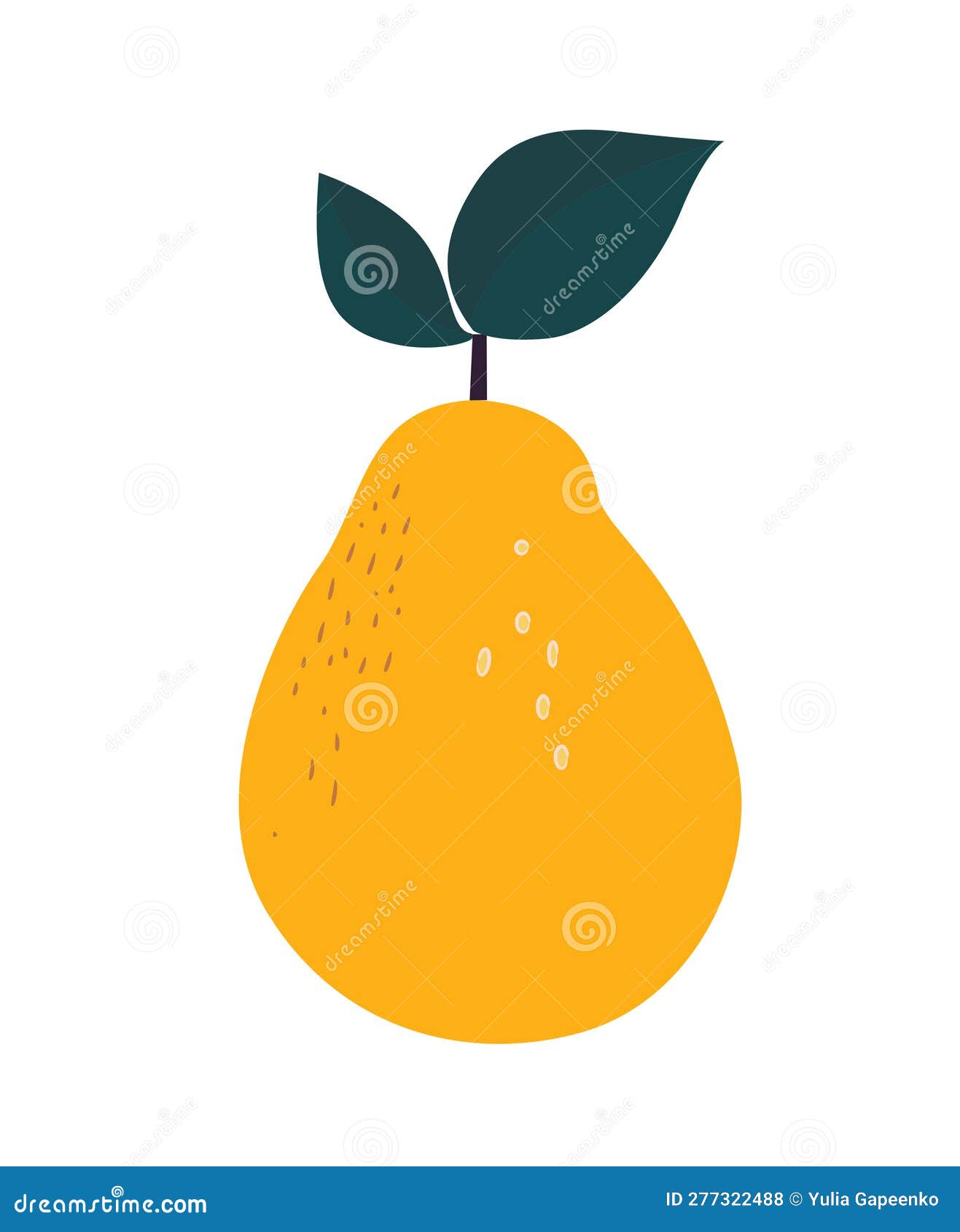 Simple Doodle Pear Fruit on White. Vector Illustration Stock Vector ...