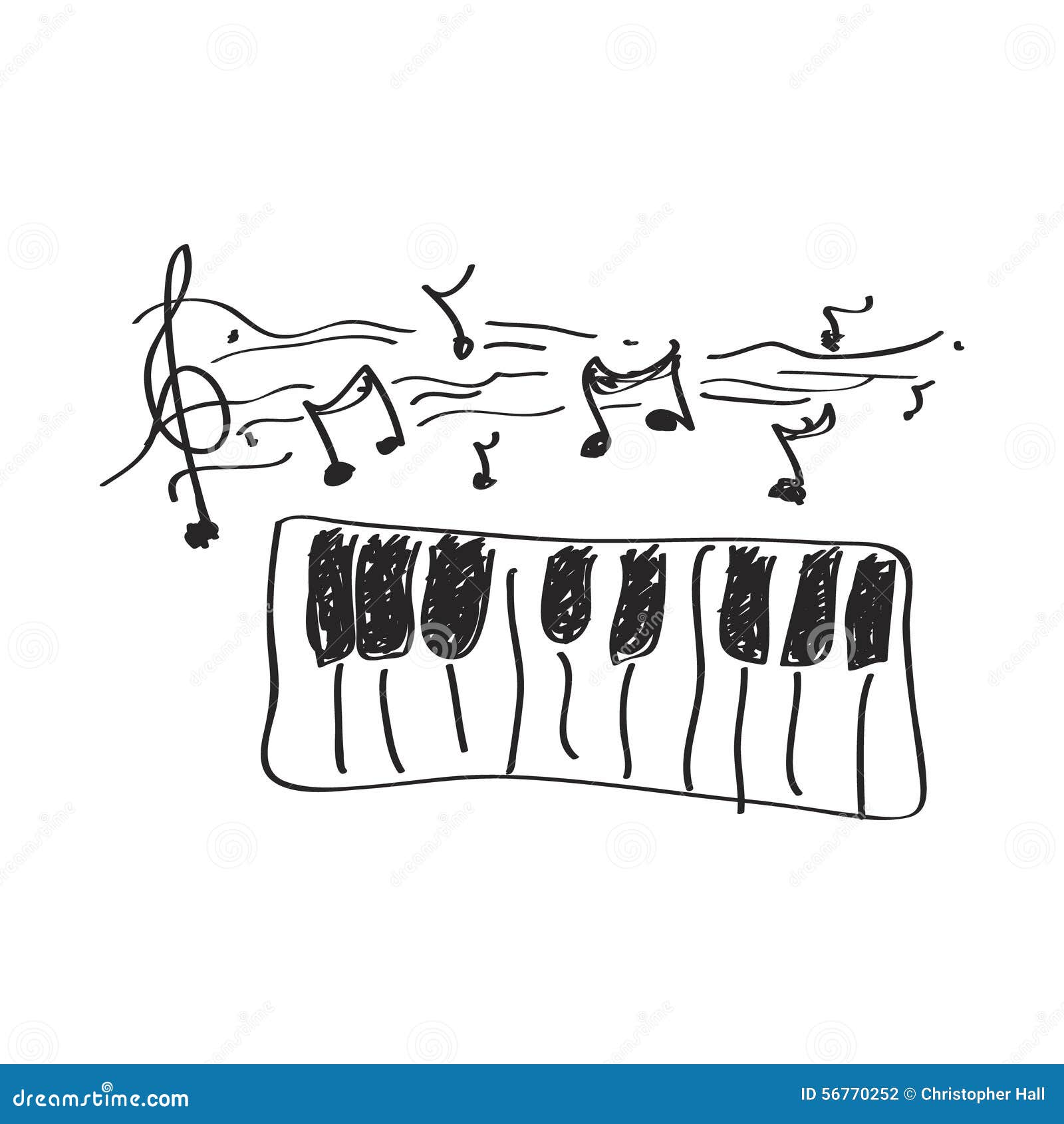 Simple doodle of a piano stock vector. Illustration of doodle - 56770252