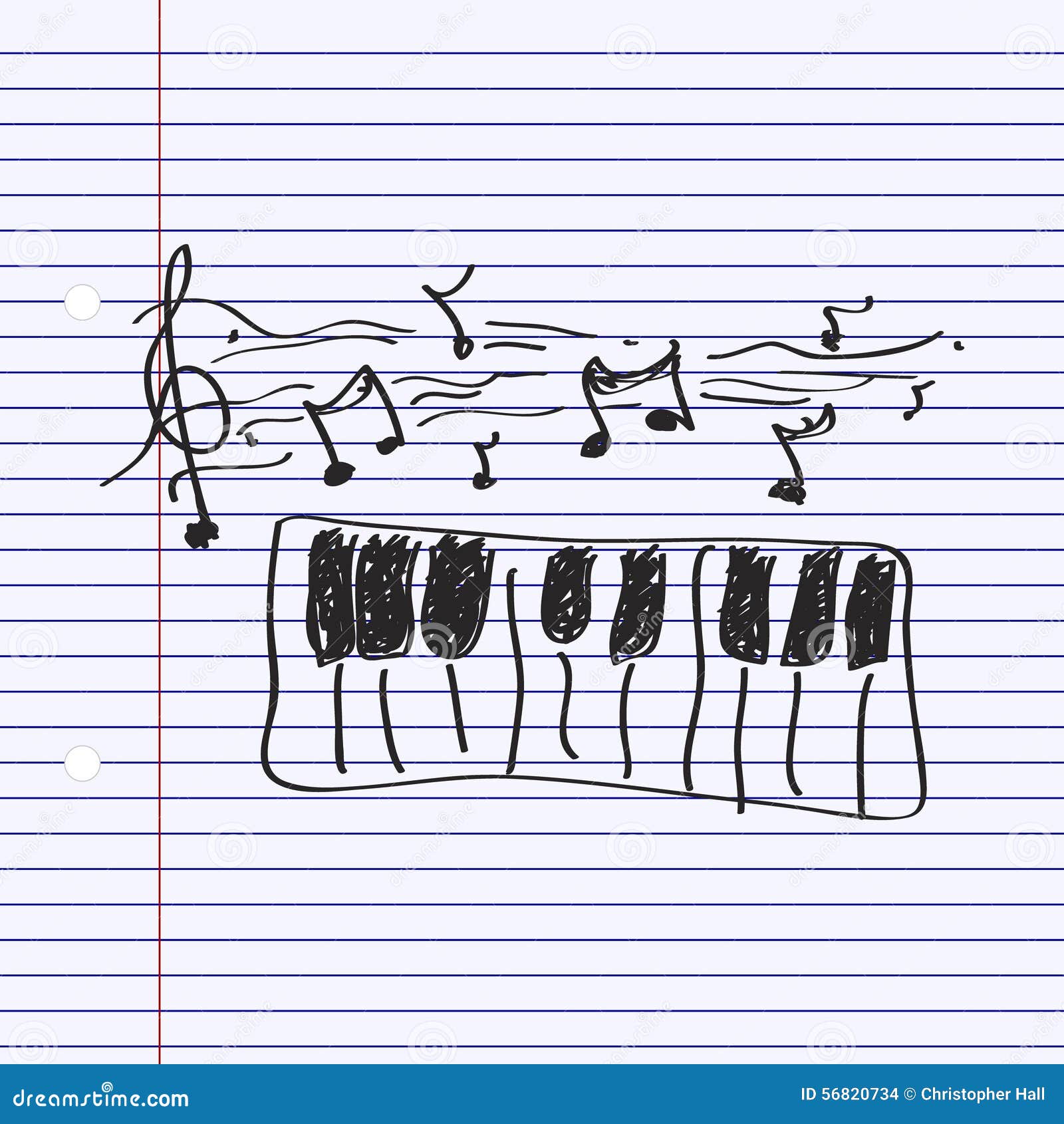 Simple doodle of a piano stock vector. Illustration of musical - 56820734