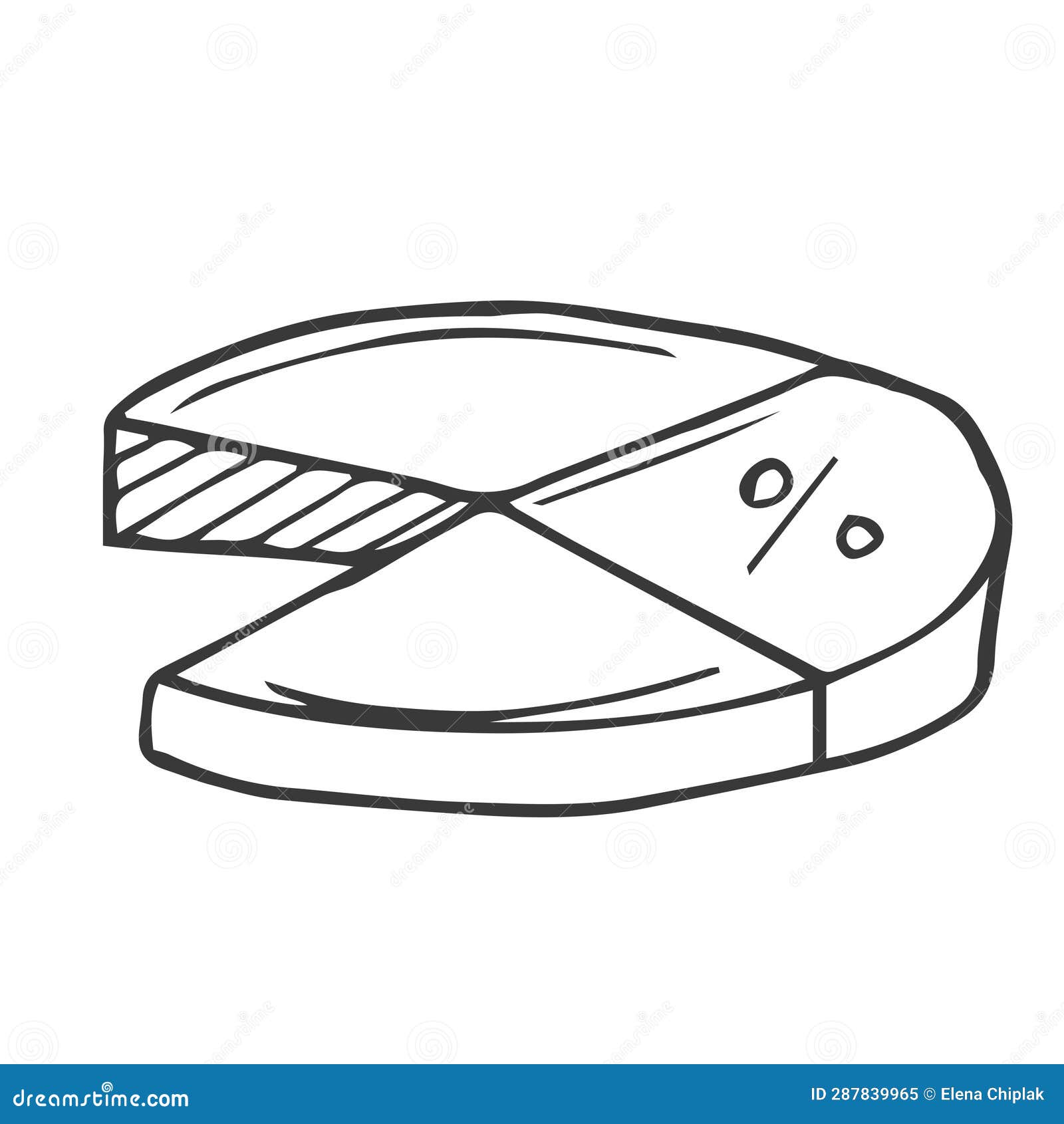 Simple Doodle of a Pie Chart. Cartoon Hand Draw Vector Illustration ...