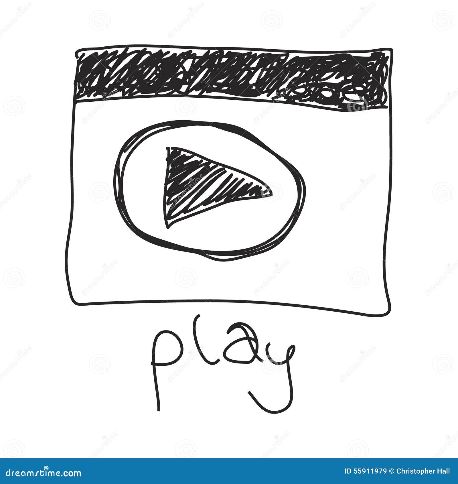 Simple Doodle of a Play Symbol Stock Vector - Illustration of hand ...