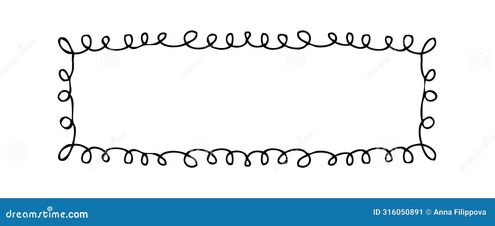 Simple Doodle Rectangular Horizontal Empty Frame. Isolated Vector ...