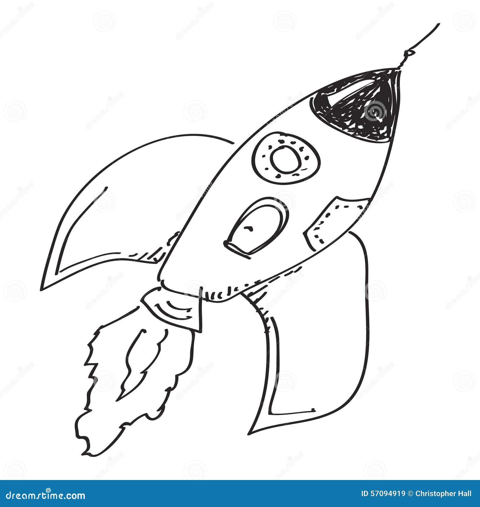 Simple doodle of a rocket stock vector. Illustration of rocket - 57094919