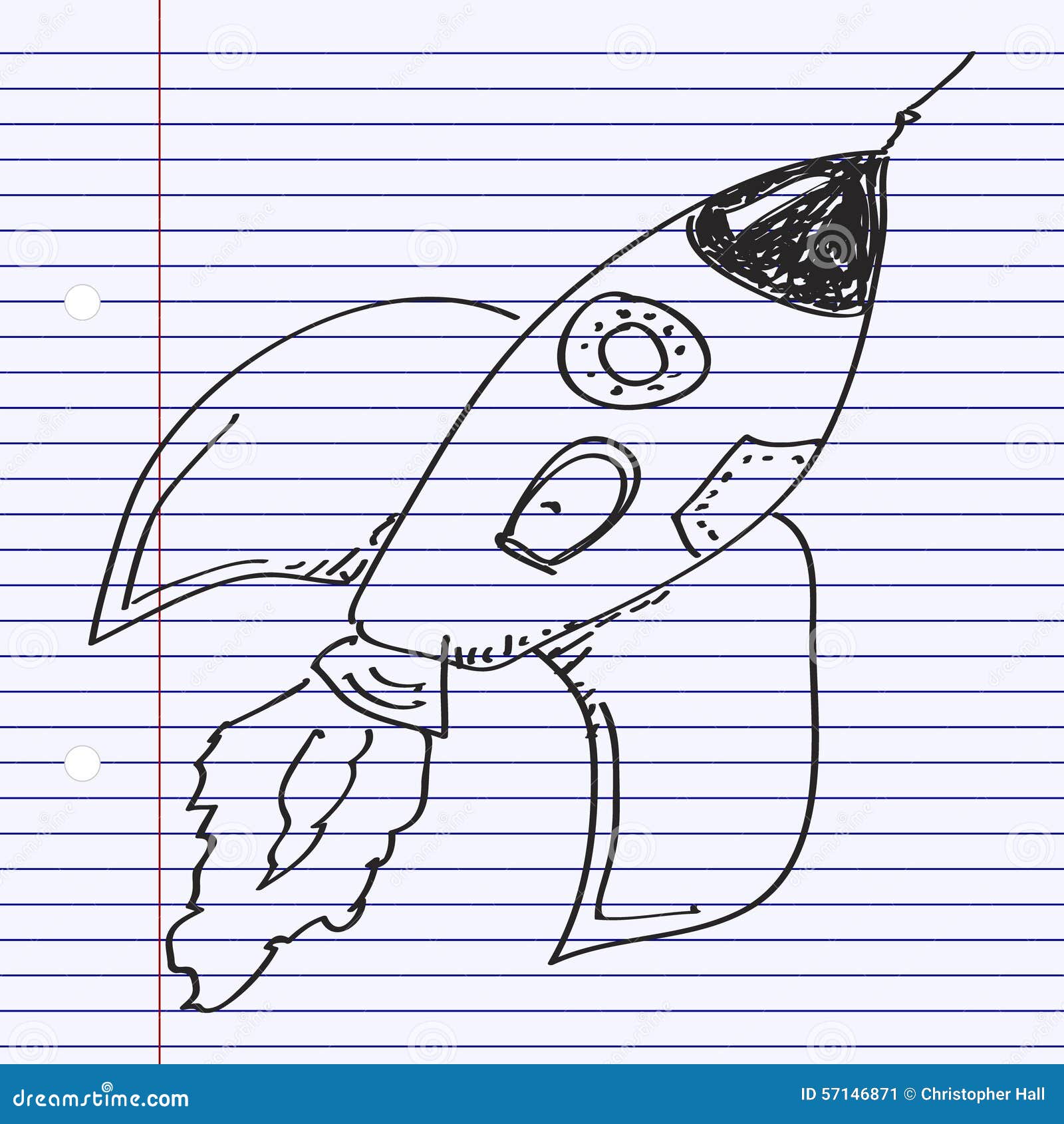 Simple doodle of a rocket stock vector. Illustration of drawing - 57146871