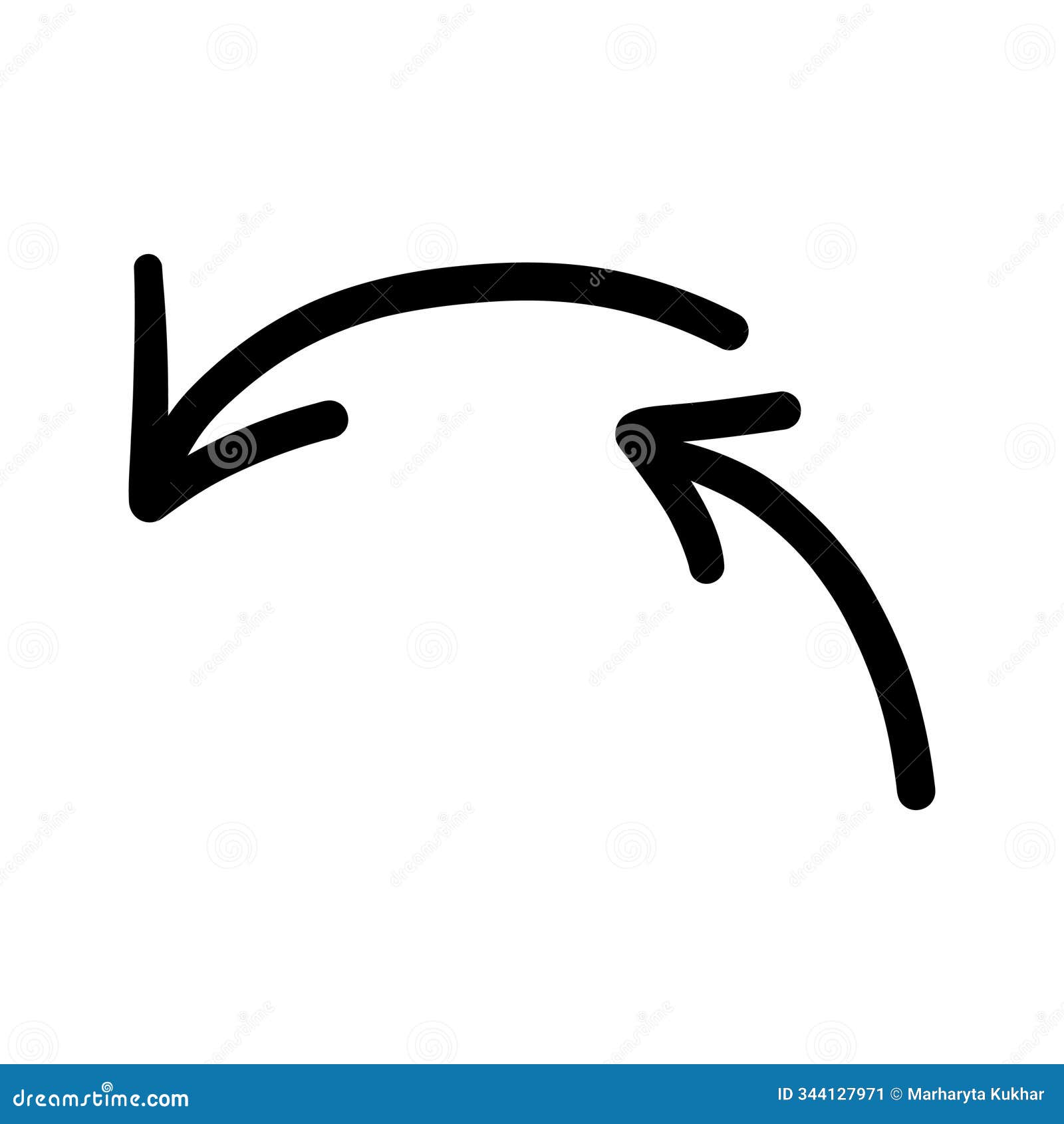 Simple Doodle Rounded Arrow. Cartoon Hand Drawn Doodle Vector ...