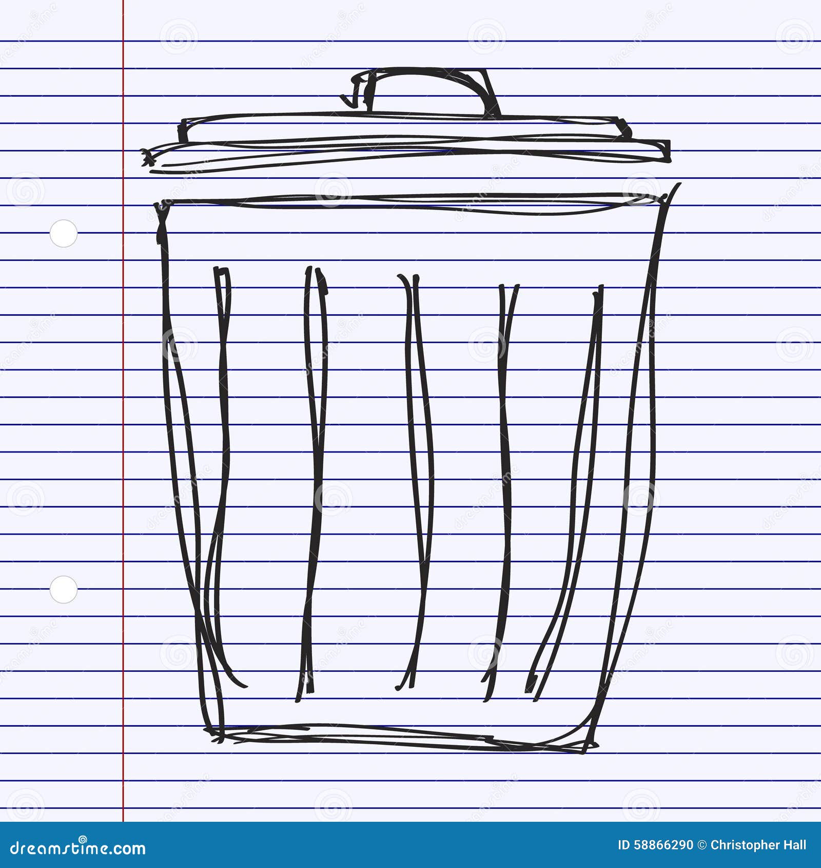 Simple Doodle of a Rubbish Bin Stock Vector - Illustration of pencil ...